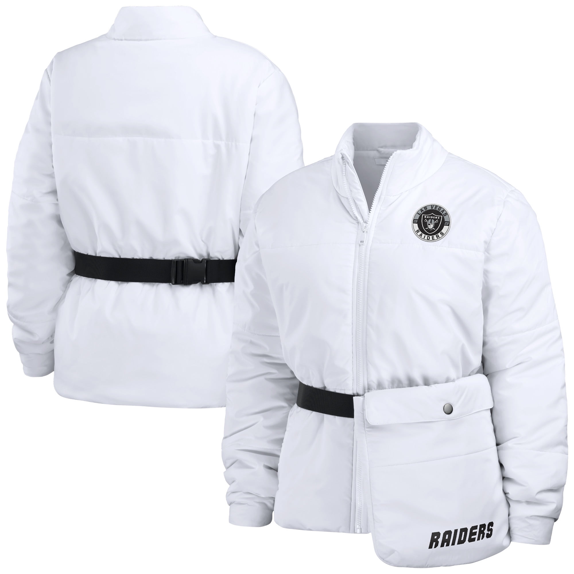 Women's WEAR by Erin Andrews White Las Vegas Raiders Packaway Full-Zip ...
