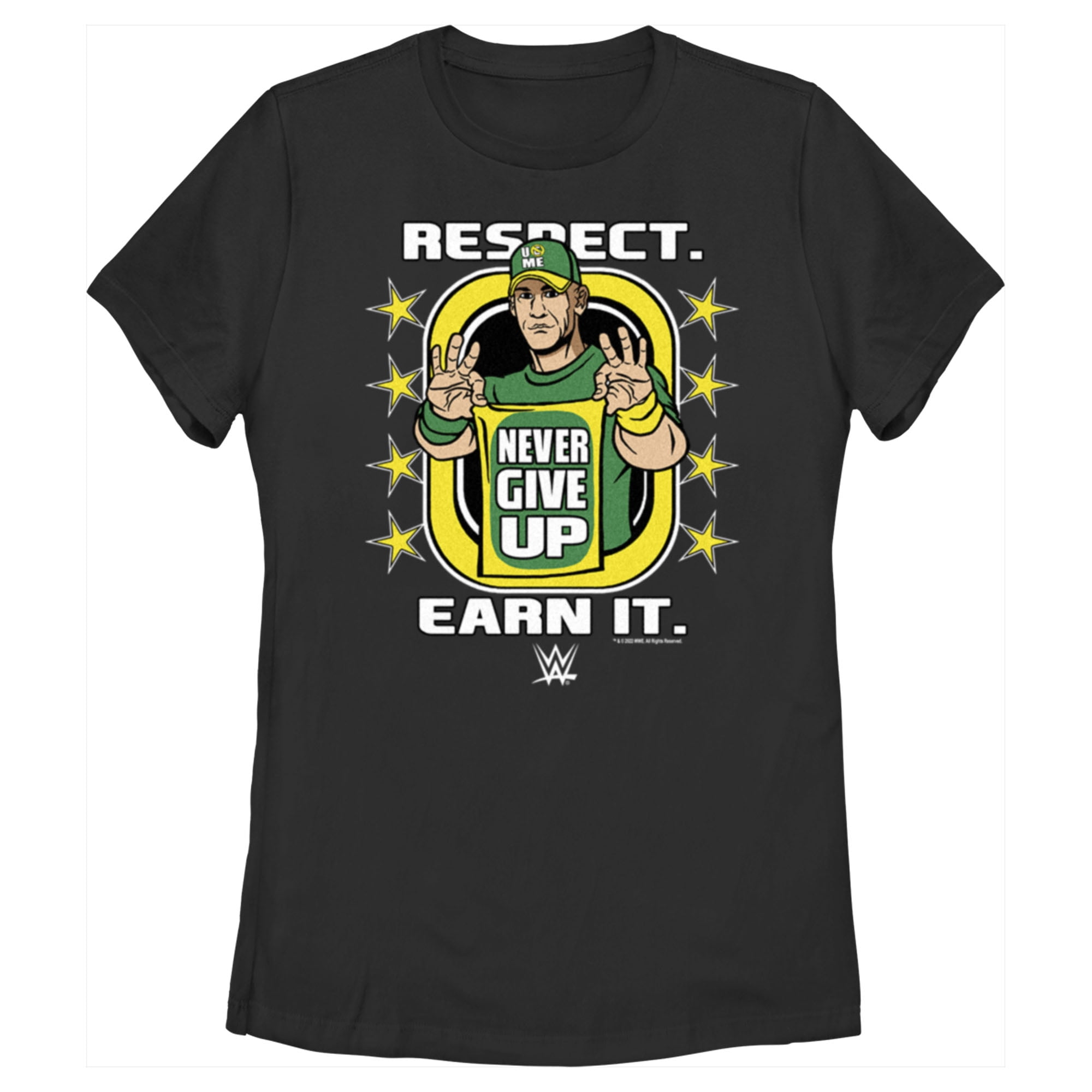 Women's WWE John Cena Respect Earn It Graphic Tee Black Large - Walmart.com