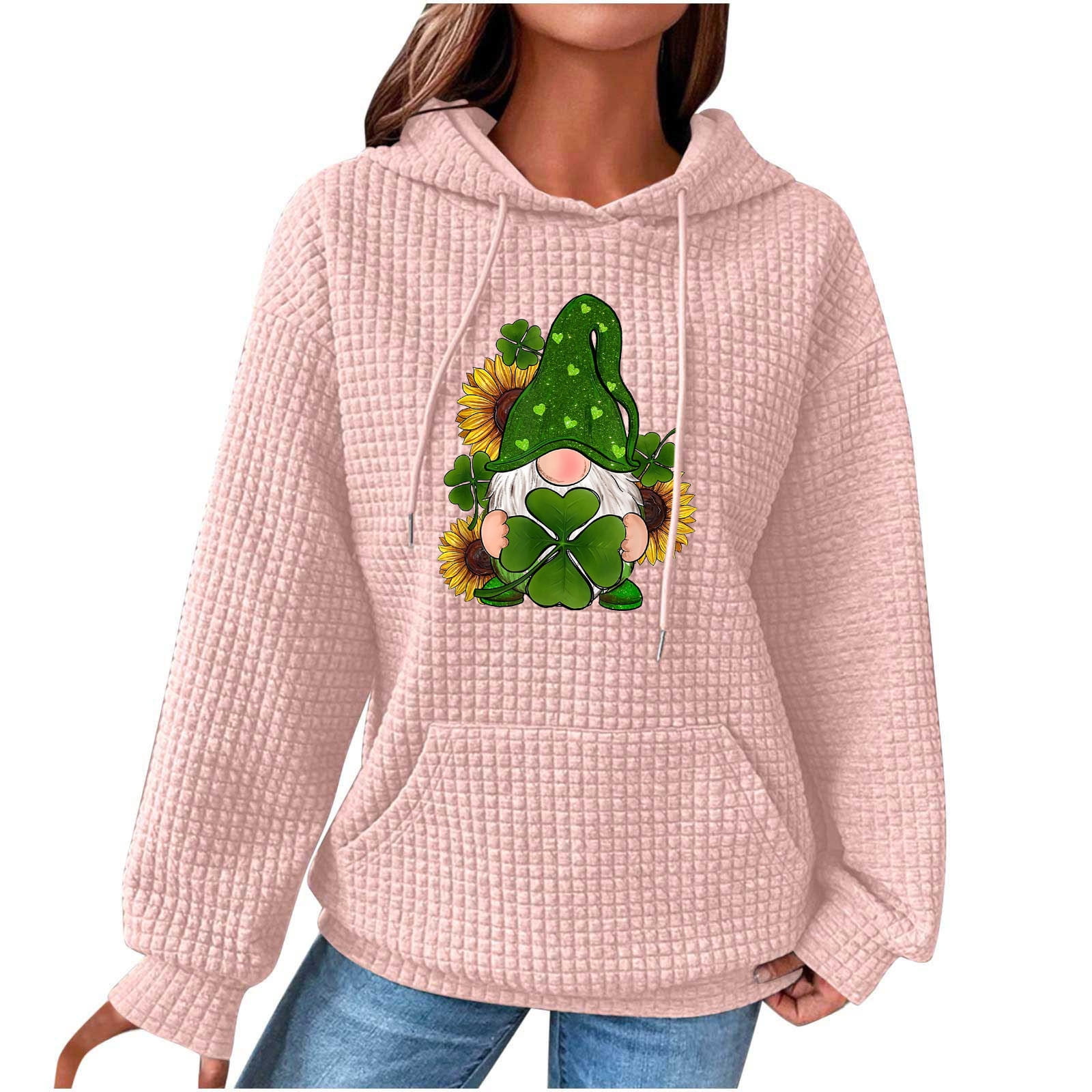 Women's Waffle Sweatshirts St. Patrick's Day Letter Graphic Print ...