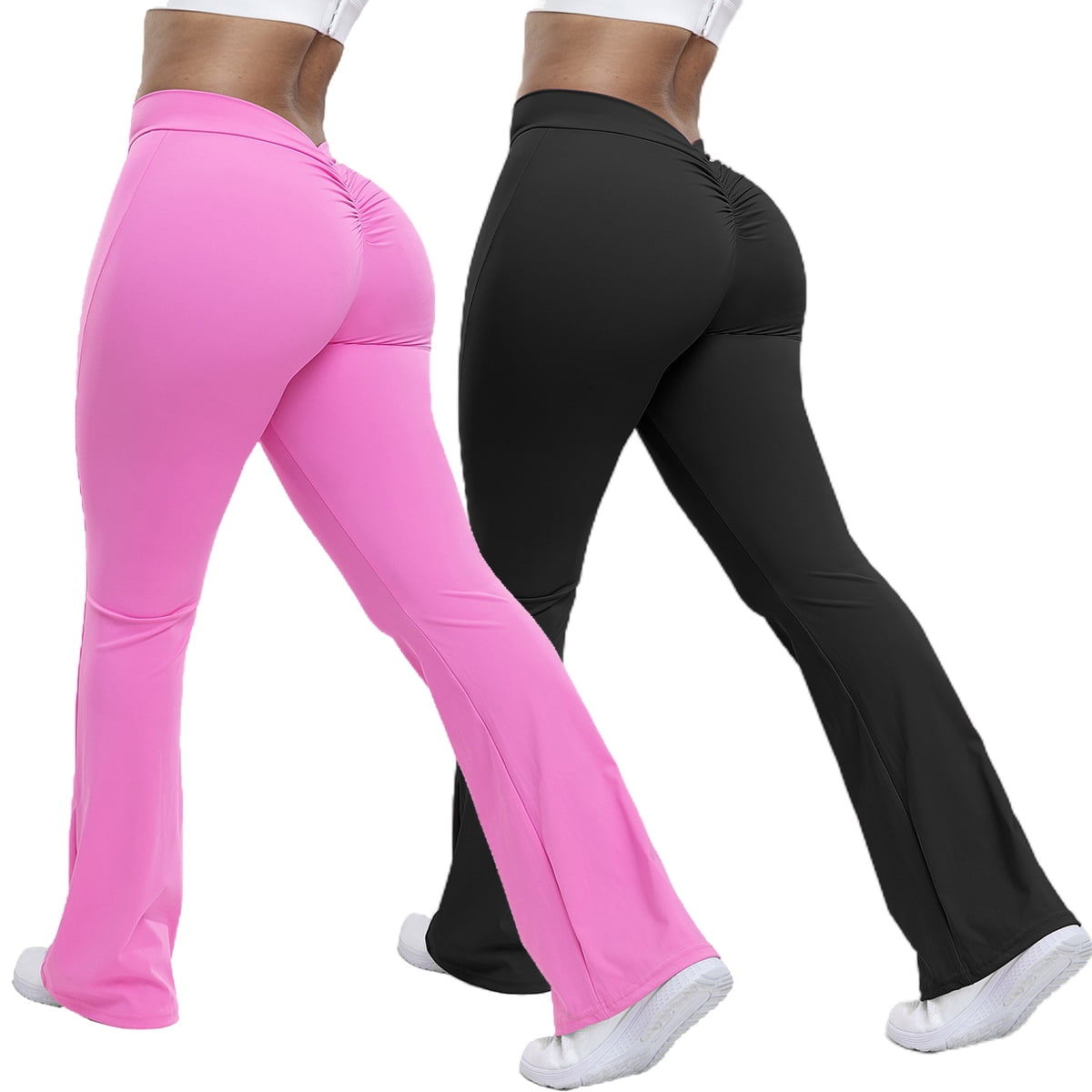 Women's Waist Yoga Flared Pants, High Waist Fitness Bell Bottom Sports ...