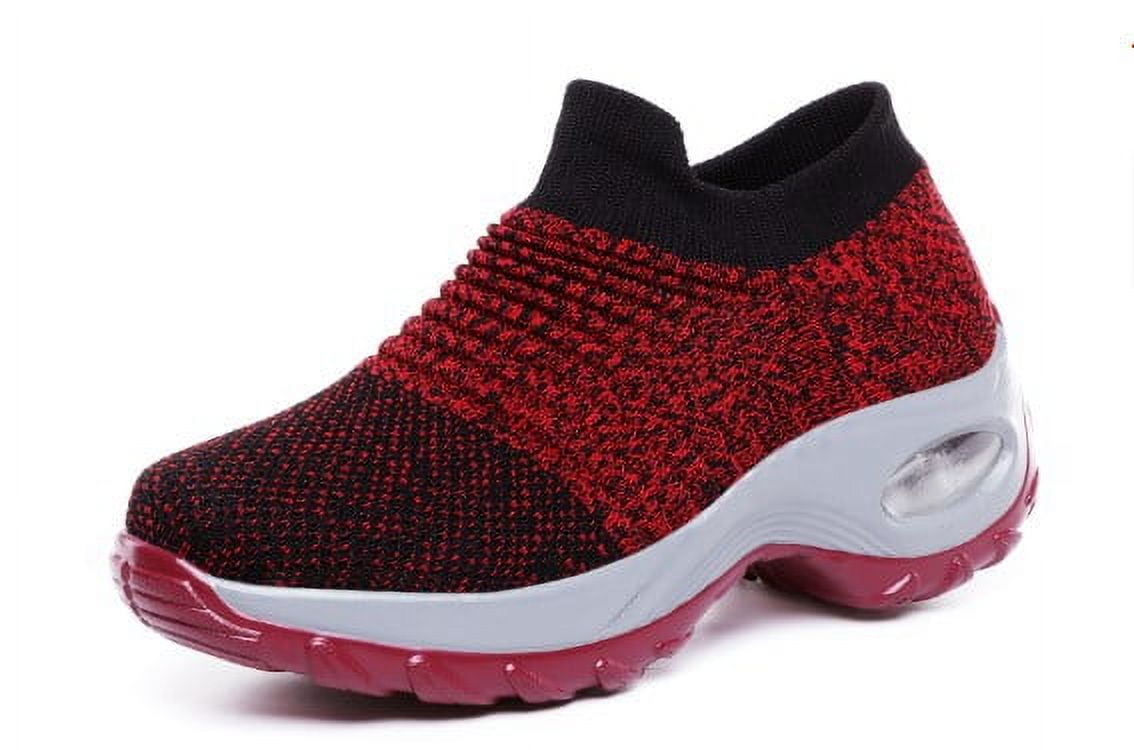 Women's Walking Shoes Arch Support Knit Upper Non Slip Shoes Breathable ...