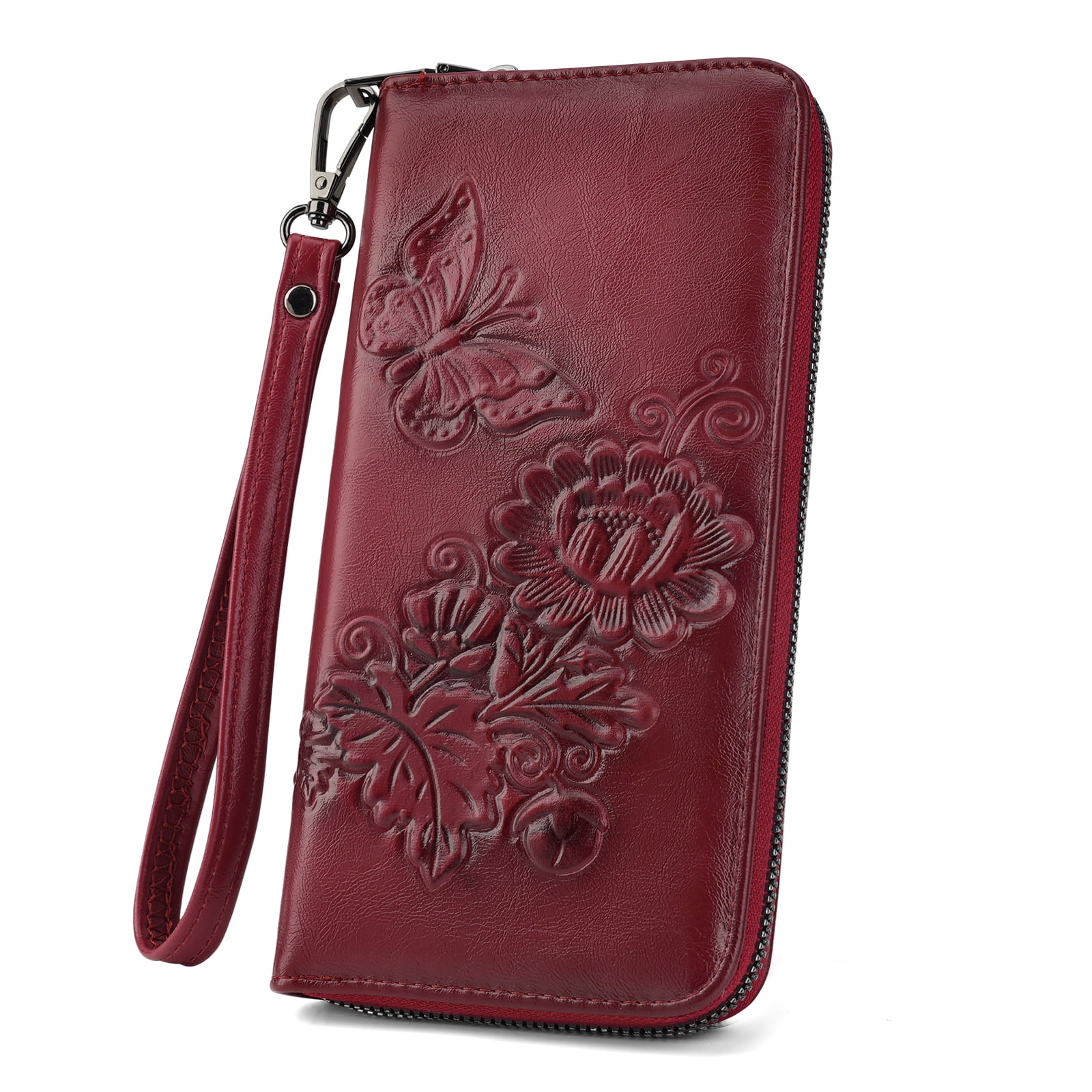 Women's Wallet Leather RFID Blocking Trifold Ladies Purse Embossed long ...