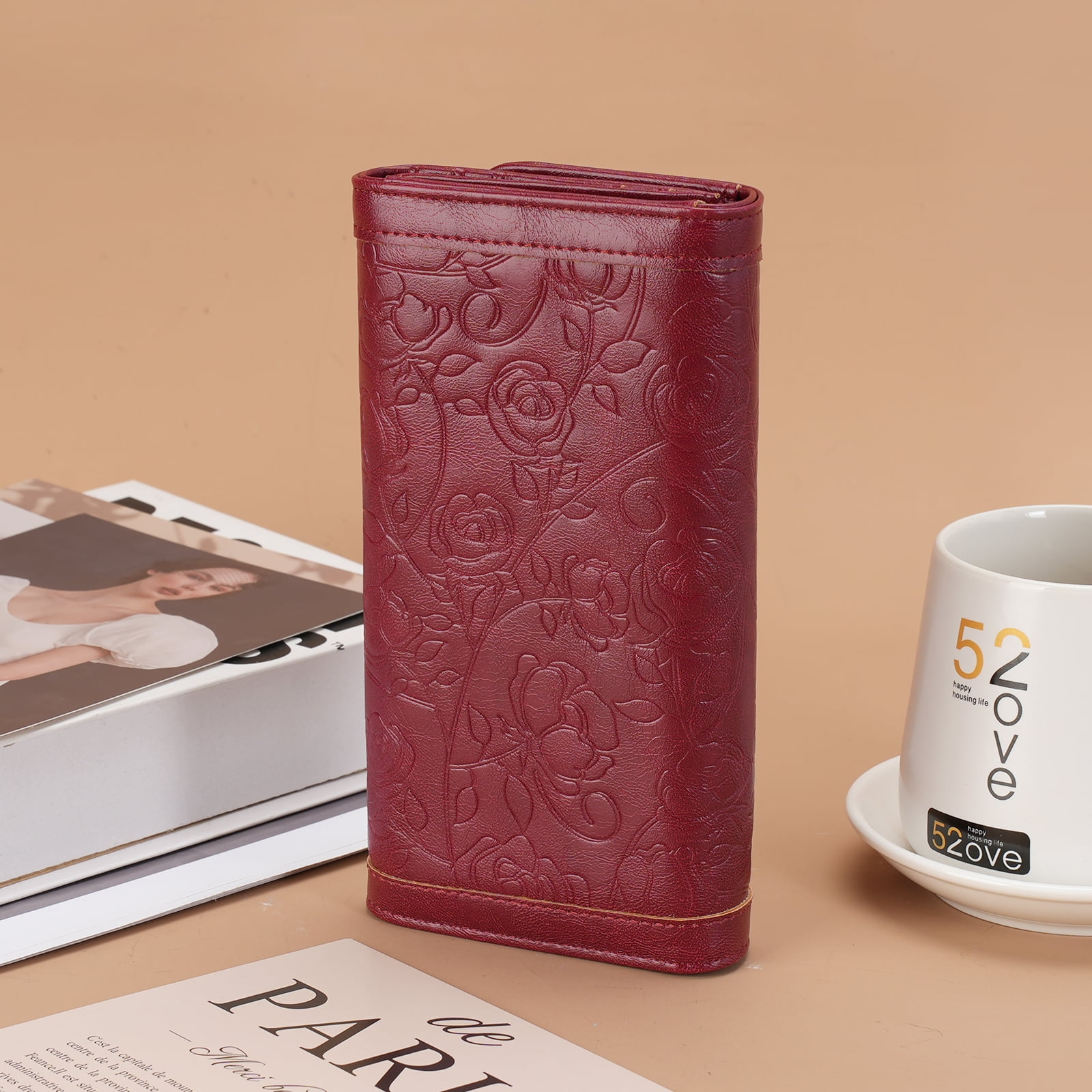 Women's Wallet Leather RFID Blocking Trifold Ladies Purse Embossed long ...