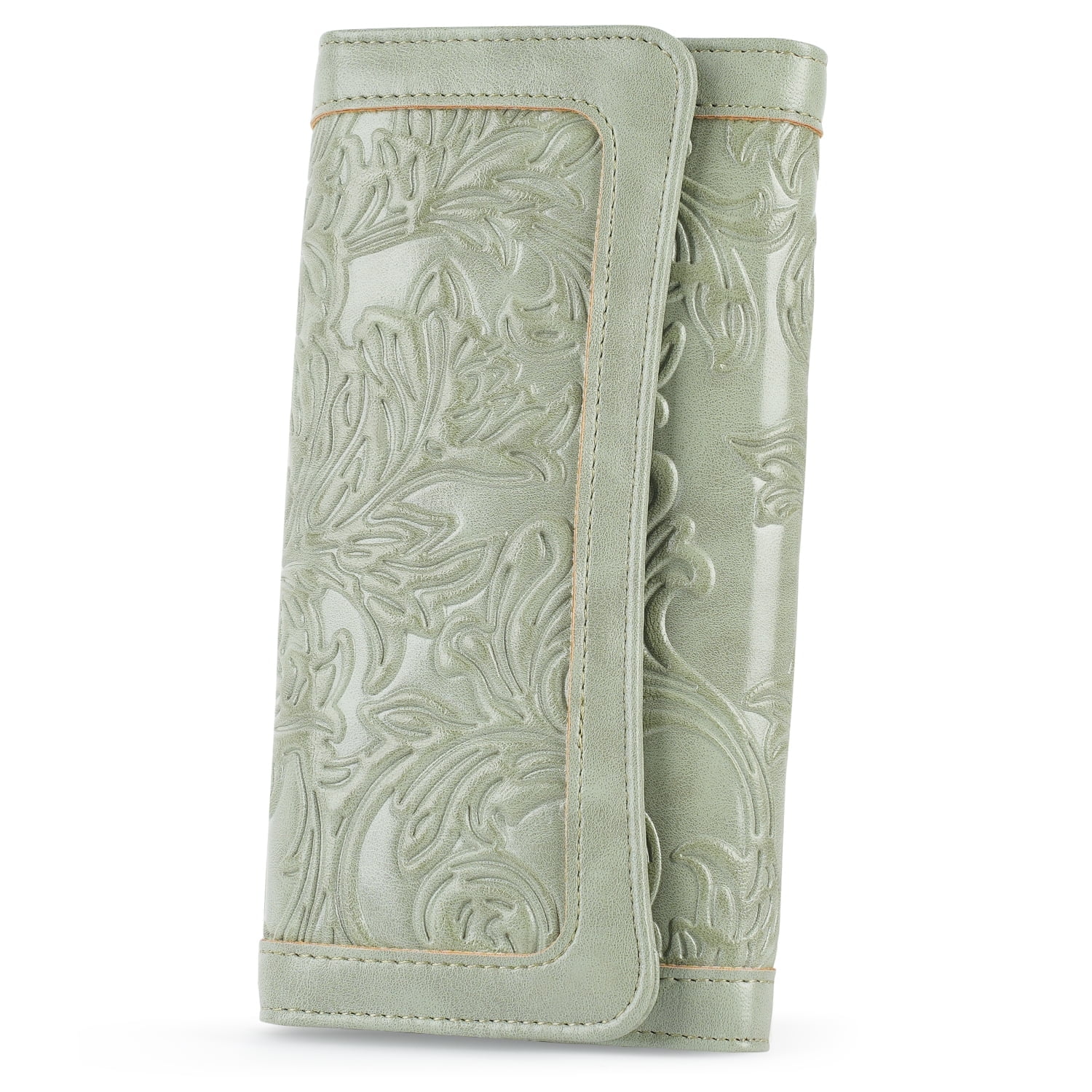 Women's Wallet Leather RFID Blocking Trifold Ladies Purse Embossed long ...