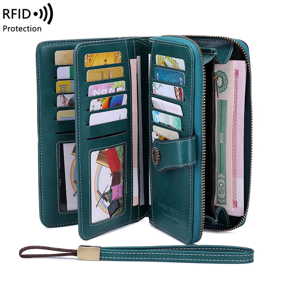 Women's Wallets Genuine Leather Credit Card Holder with RFID Blocking ...