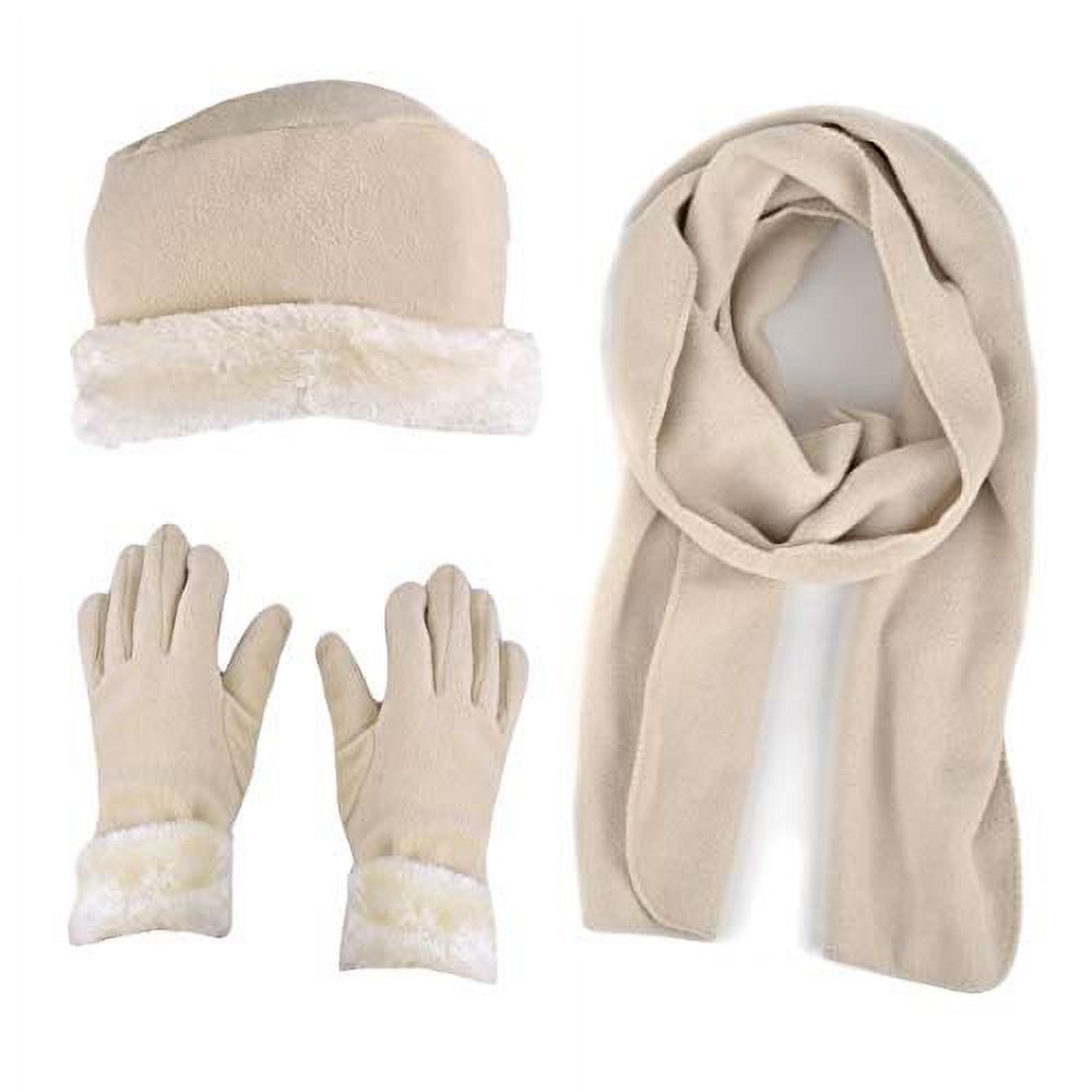 Besufy 3 Pcs Women Beanie Hat Set Wear Resistant Touchscreen Woolen ...