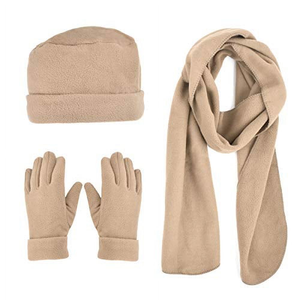 Leopard Print Fleece 3-Piece Hat Scarf & Gloves Matching Winter Set ...