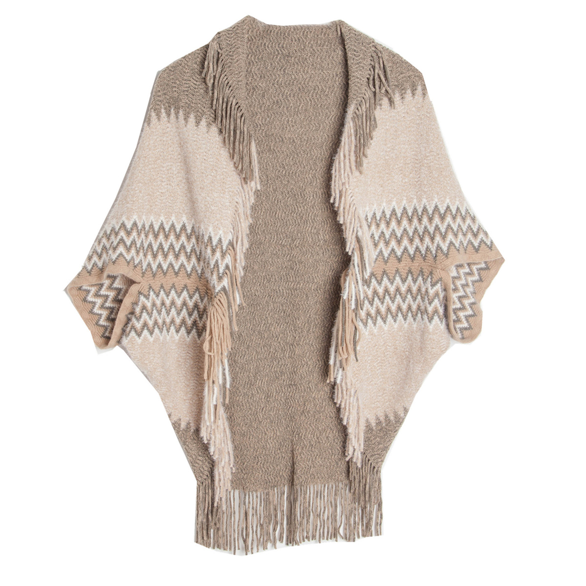 Women's Warm Shawl Wrap Open Front Poncho Cape Color Block Shawls ...