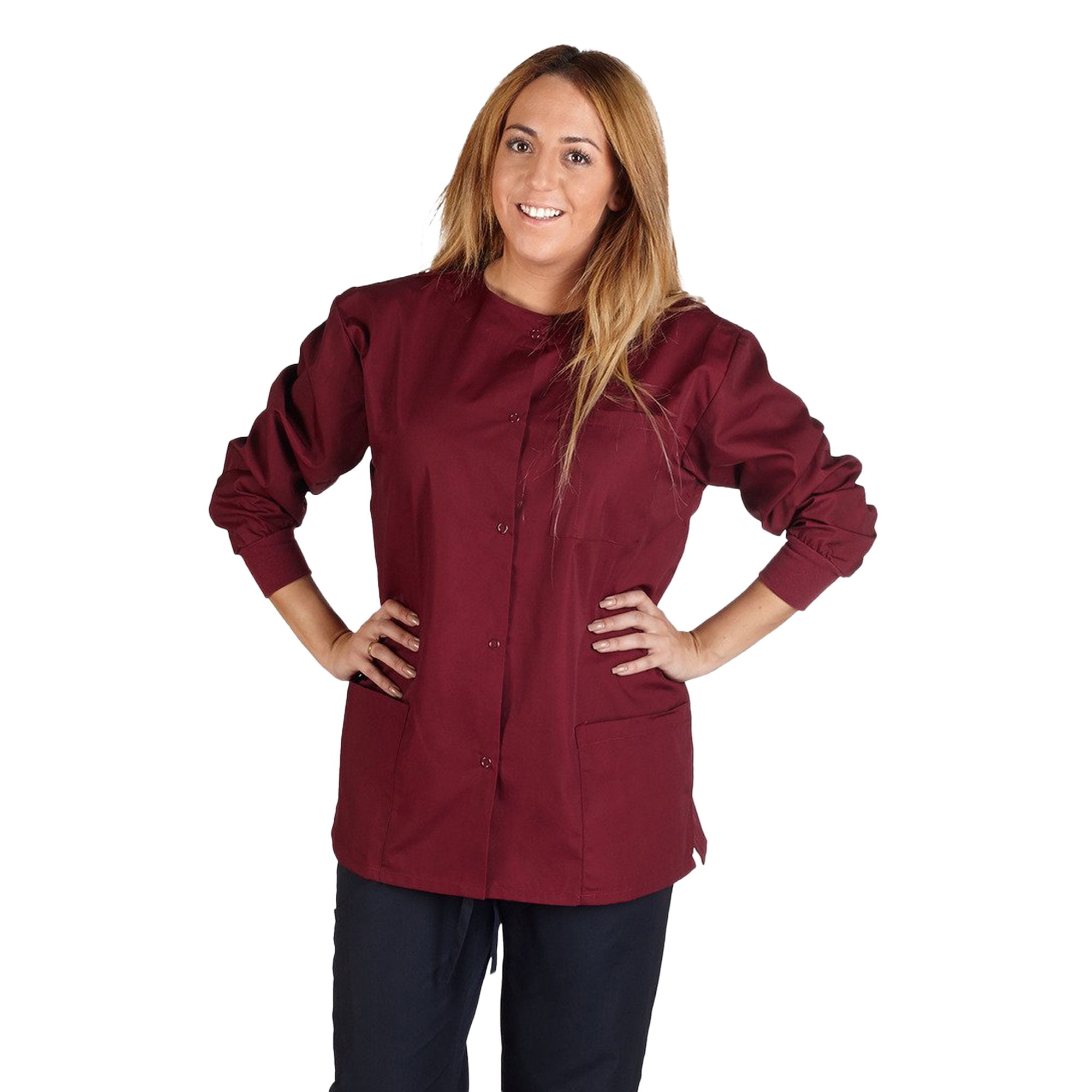 Women's Warm Up Medical Scrub Jacket (Burgundy, Large) - Walmart.com