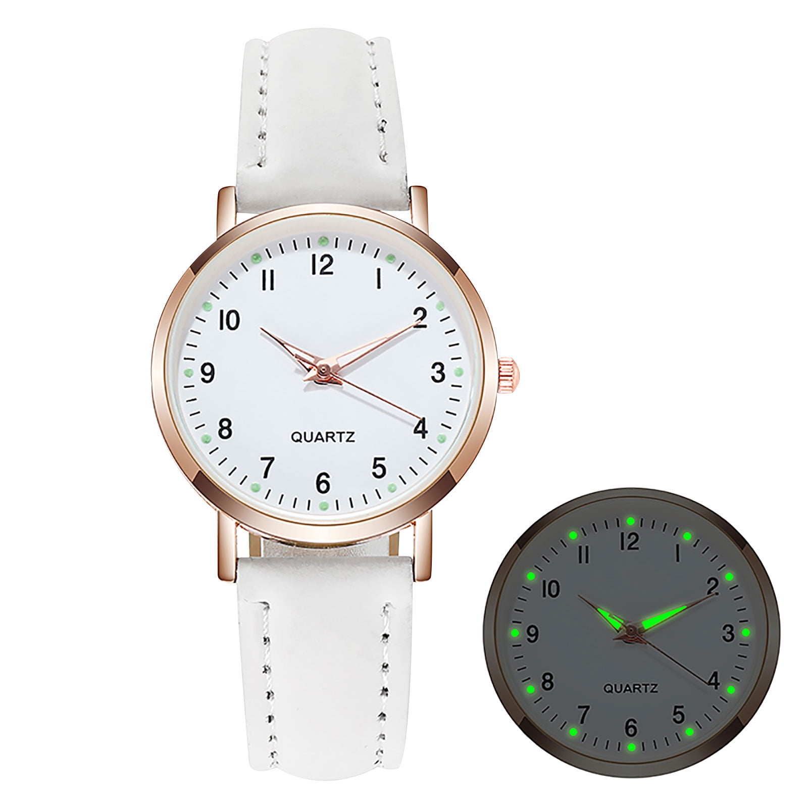Leather Band Watches for Women, Classic Quartz Watch with Luminouse ...