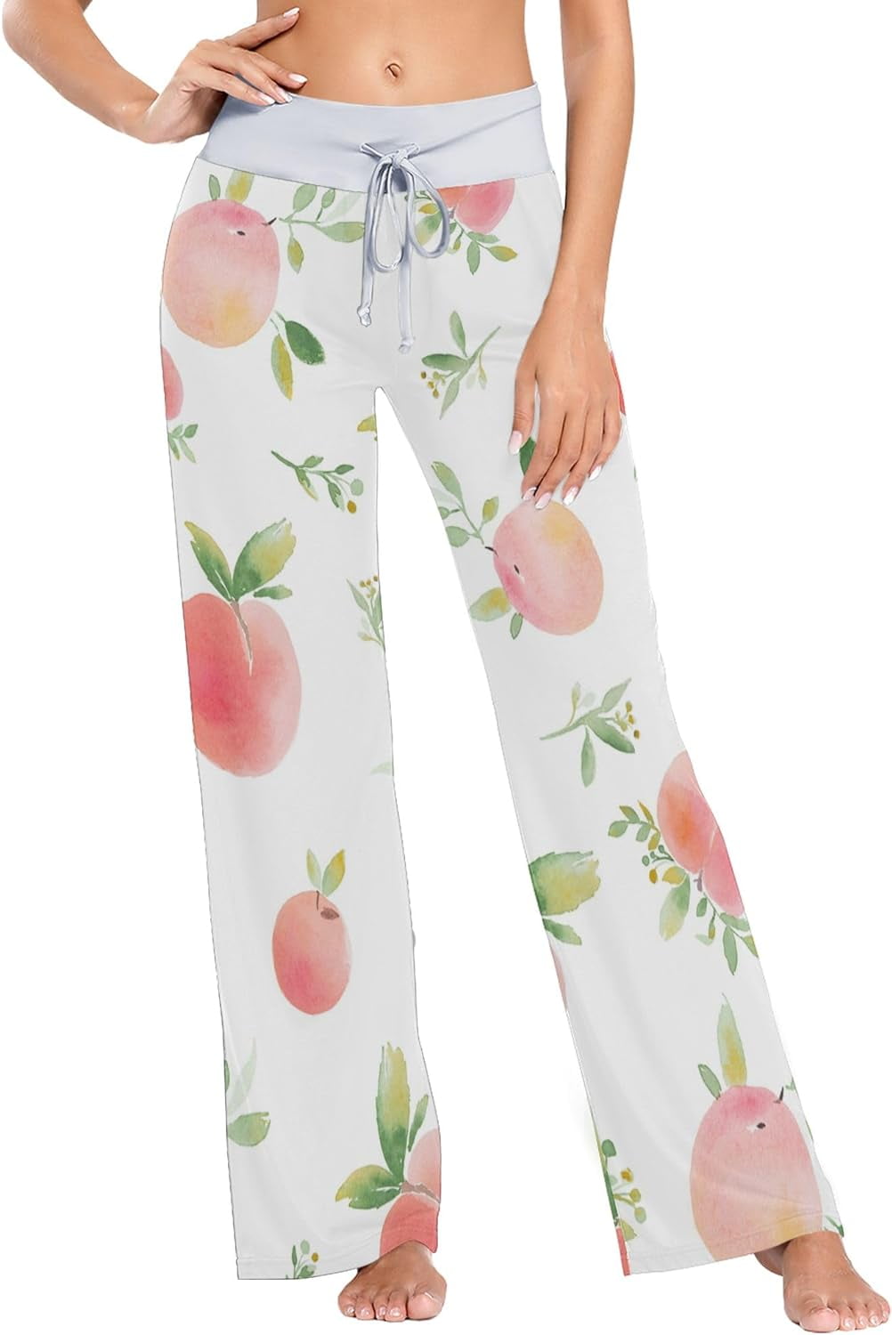 Women's Watercolor Peaches Pajama Pants, Casual Pajama Bottoms ...