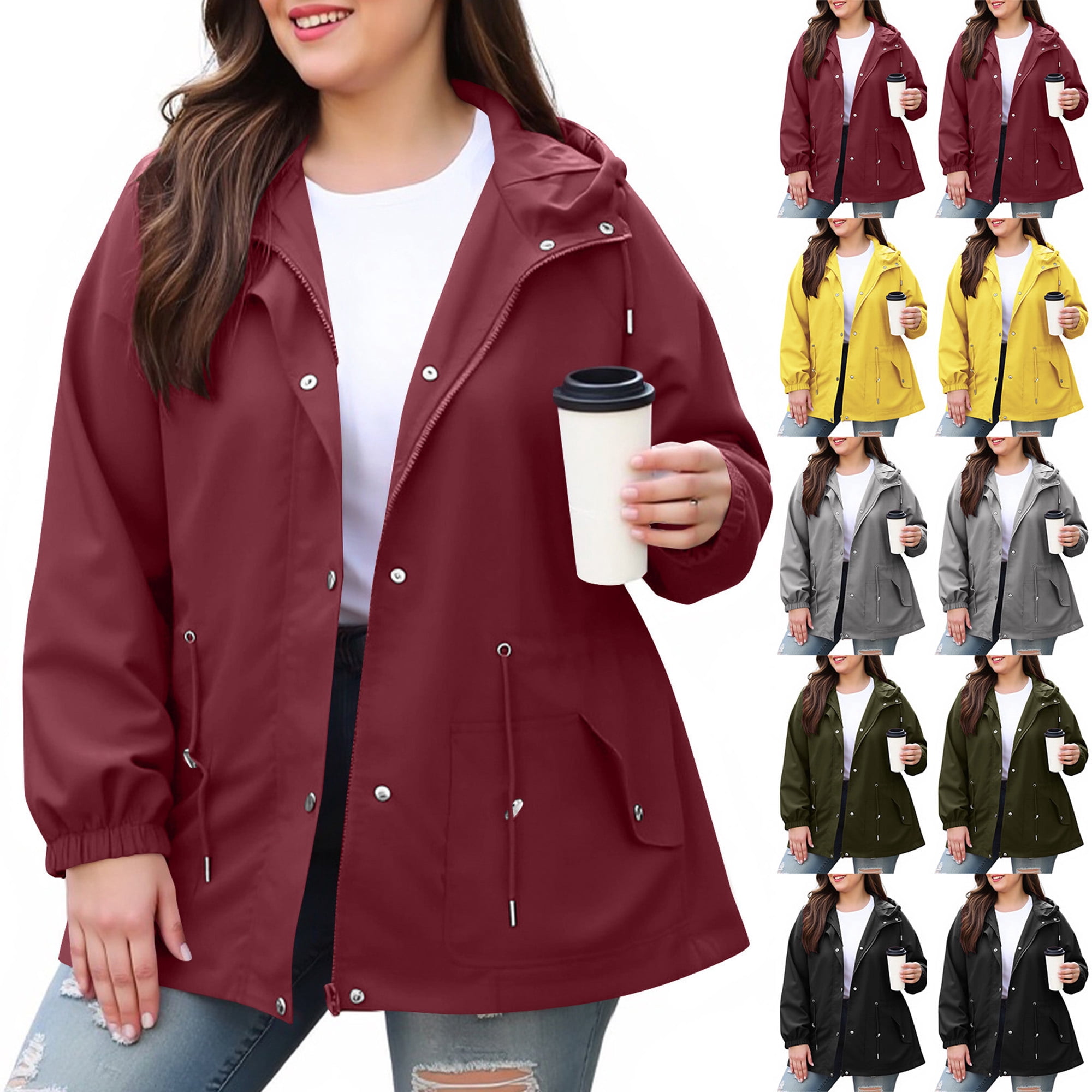 Women's Waterproof Rain Jacket with Hood Lightweight Outdoors Raincoat ...