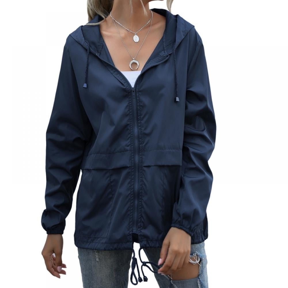 Women’s Waterproof Rain Jacket Lightweight Outdoor Windbreaker Rain ...