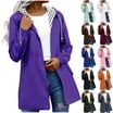 Women's Waterproof Rain Jacket Hooded Windproof Loose Fit Coat with ...
