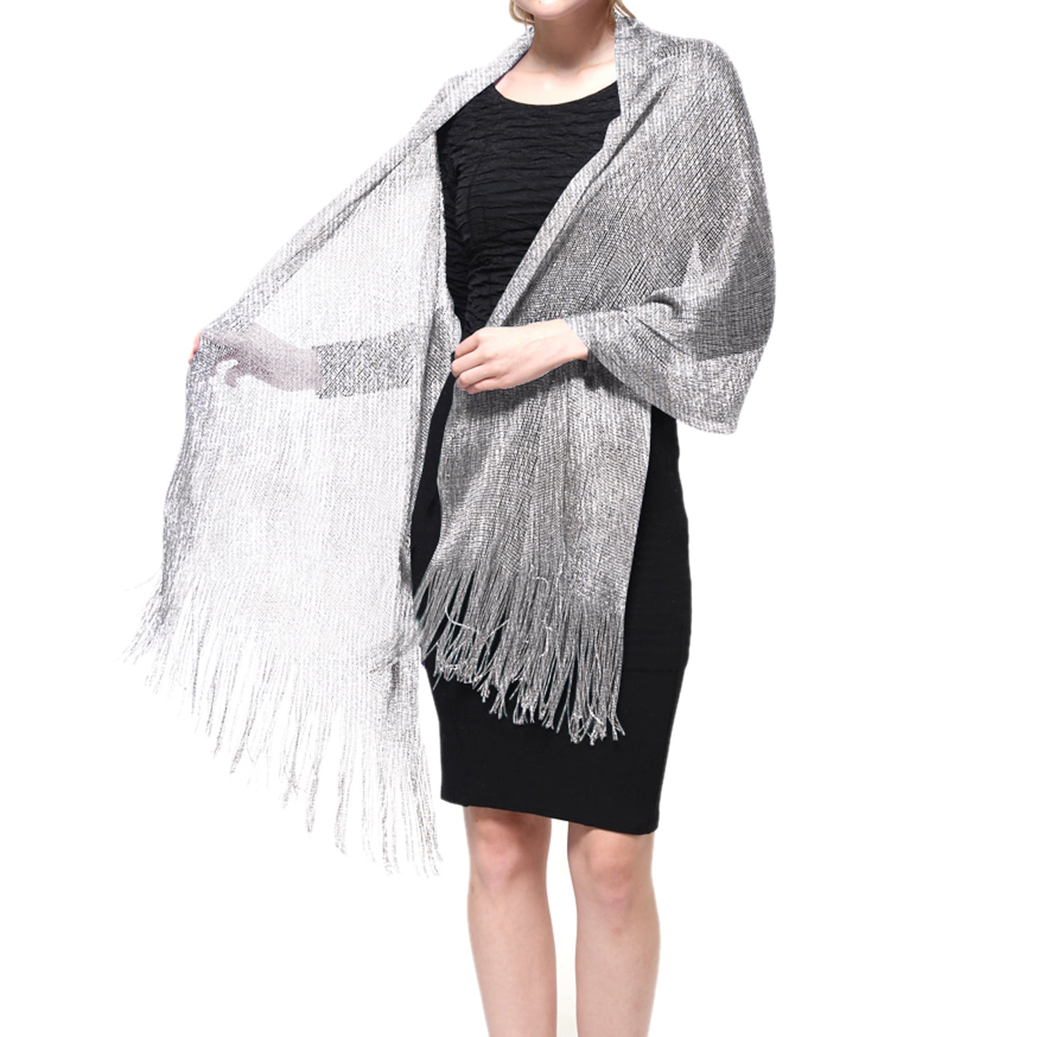 Women's Long Scarves Shawl for Wedding, Metallic Glitter Party Dress ...