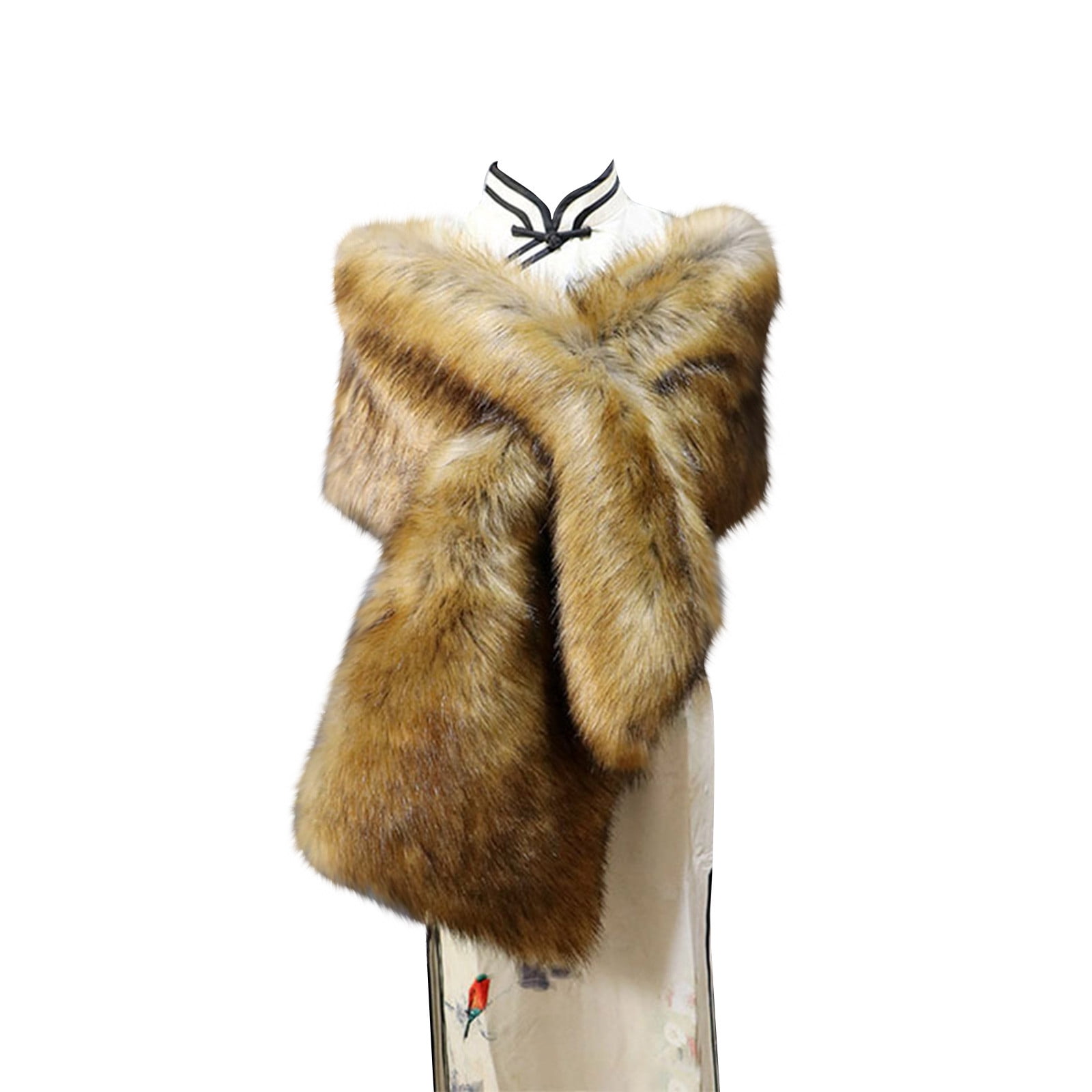 Women's Wedding Faux Fur Wraps and Shawls Fashion Elegant Bridal Fur ...