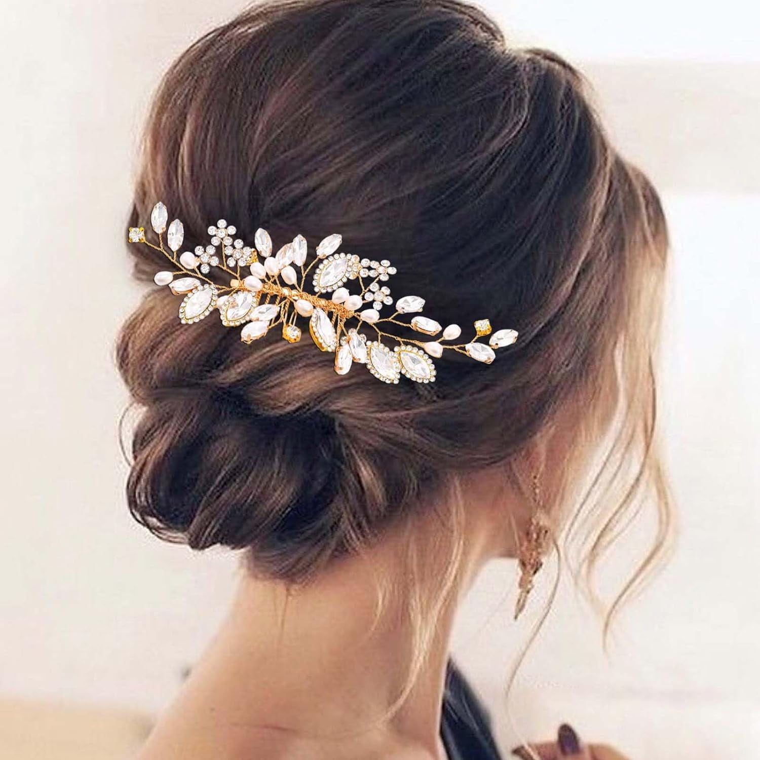 Women’s Wedding Hair Comb Silver Rhinestone Bridal Headpiece Flower ...