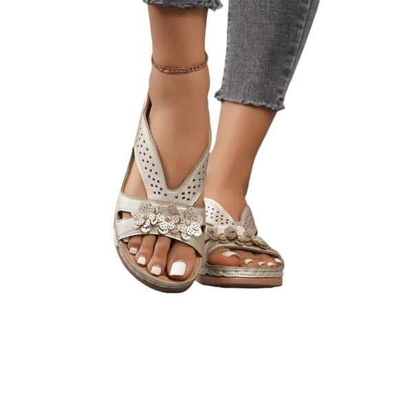 Women’s Wedge Heel Slides, Plus Size Casual Outdoor Slippers with ...