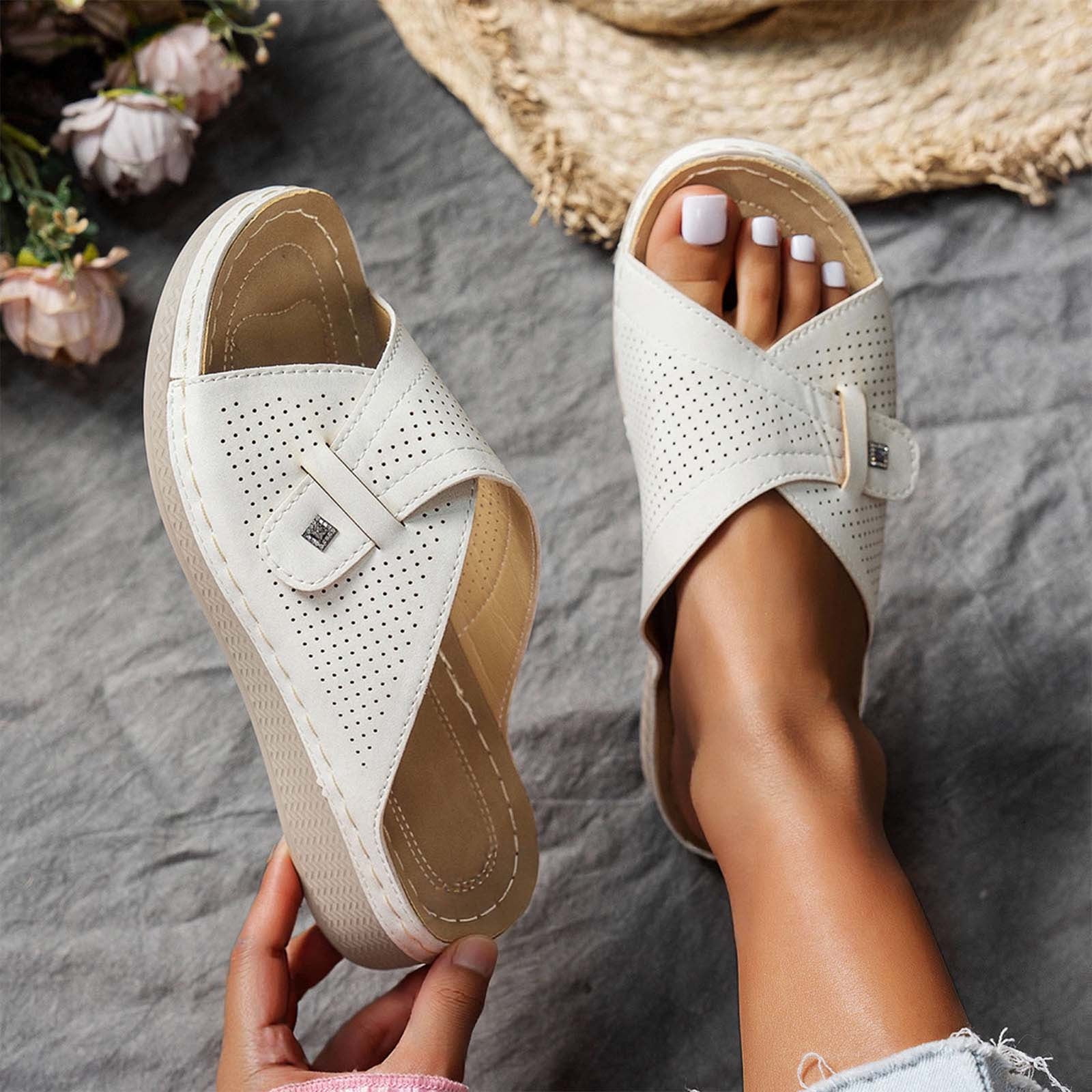 Women's Wedge Sandals Fashion Casual Versatile Fish Mouth Open Toe Slippers Comfortable Outdoor ...