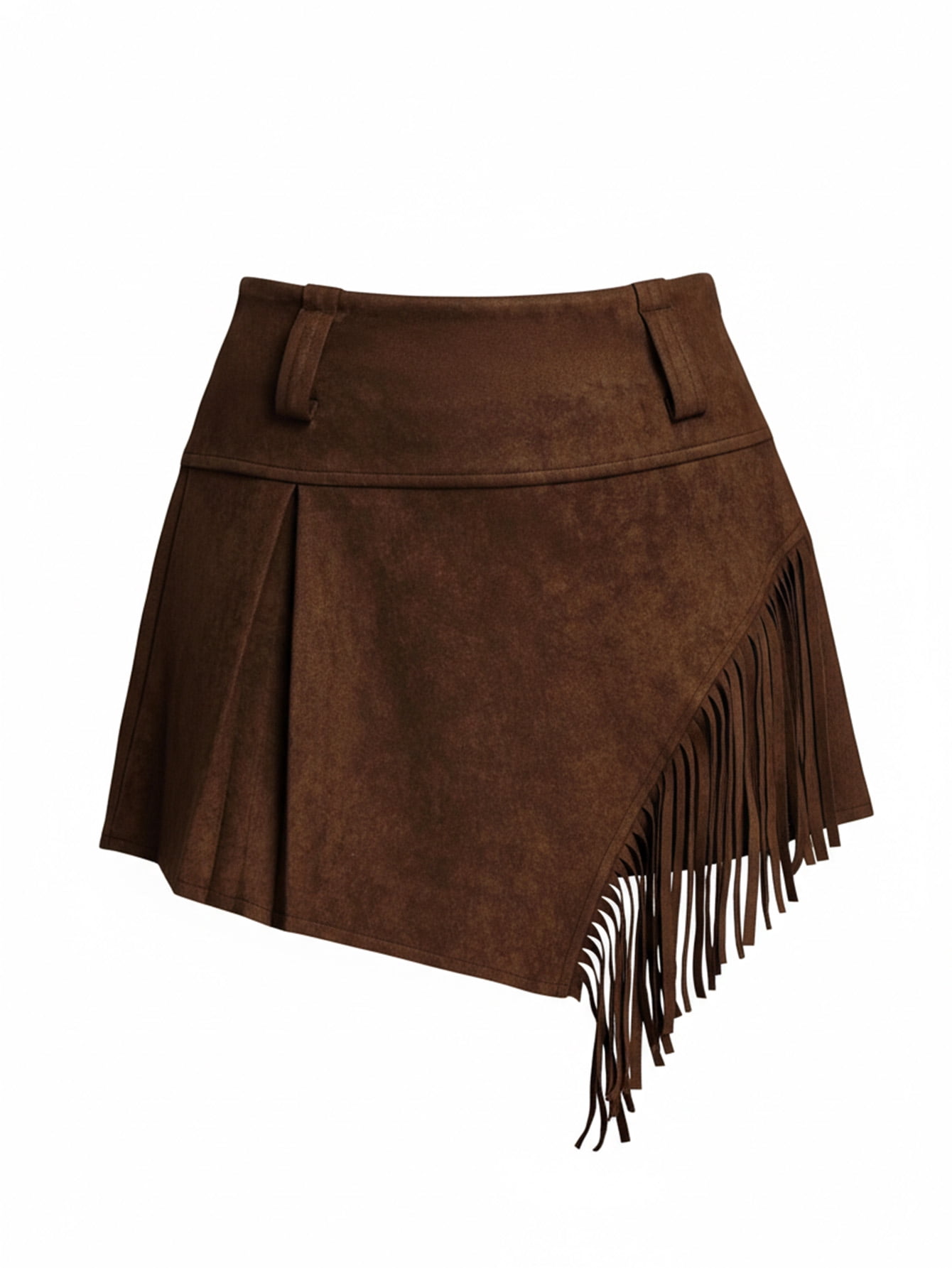 Women's Western Fringe Suede Mini Skirt, High Waisted Slim Fit A-Line ...