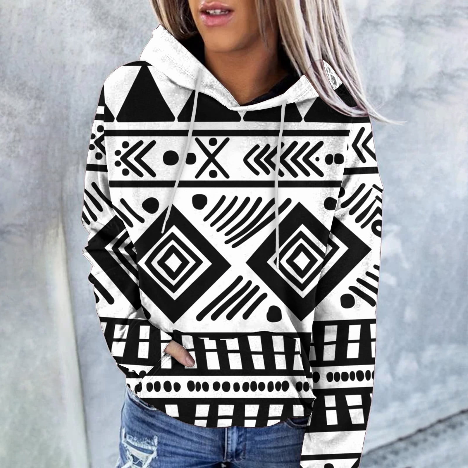 Women's Western Sweatshirt Vintage Aztec Hoodie Geometric Ethnic Style ...