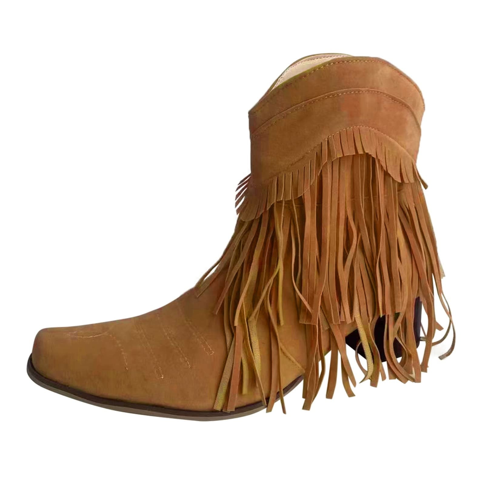 Women's Western Tassel Cowboys Ankle Boots, Retro Fringe Pointy Toe ...