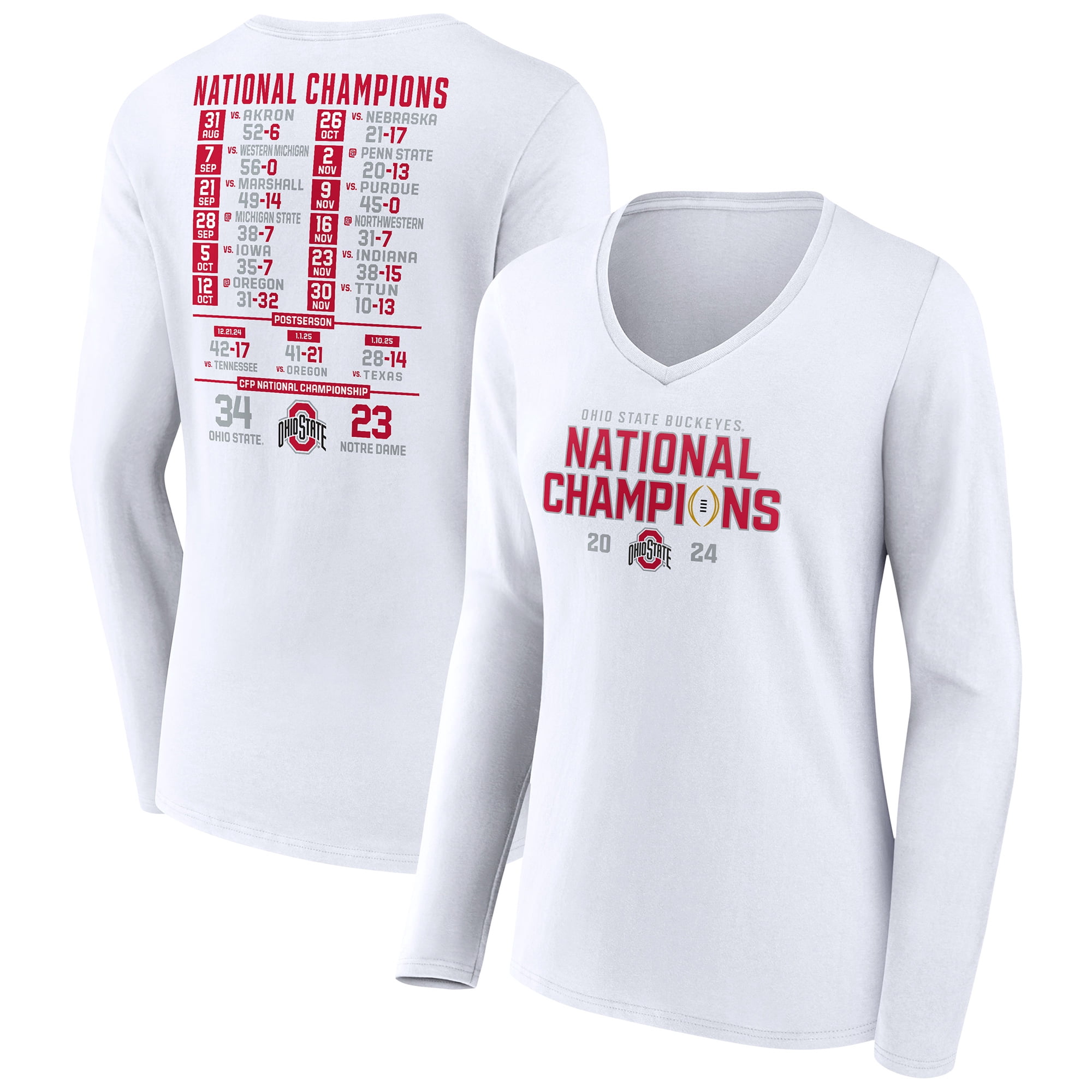 Women's White Ohio State Buckeyes College Football Playoff 2024 ...