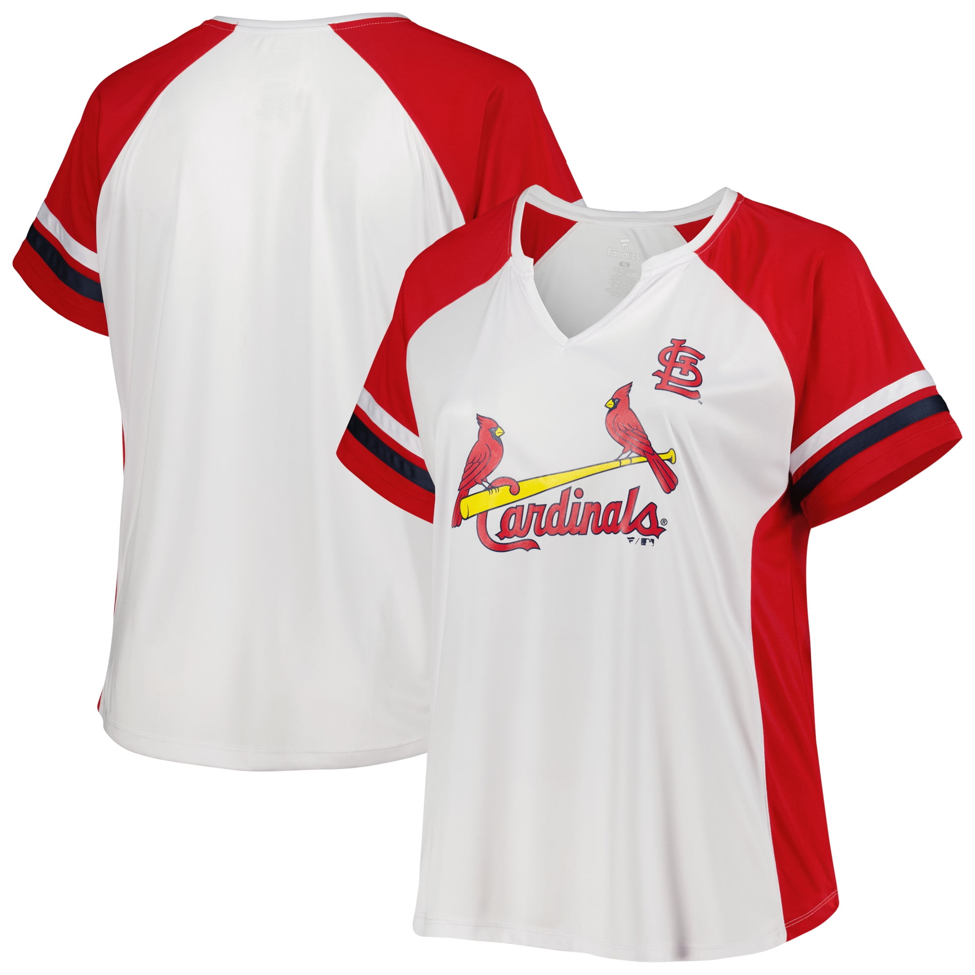 Women's White/Red St. Louis Cardinals Plus Size Notch Neck T-Shirt ...