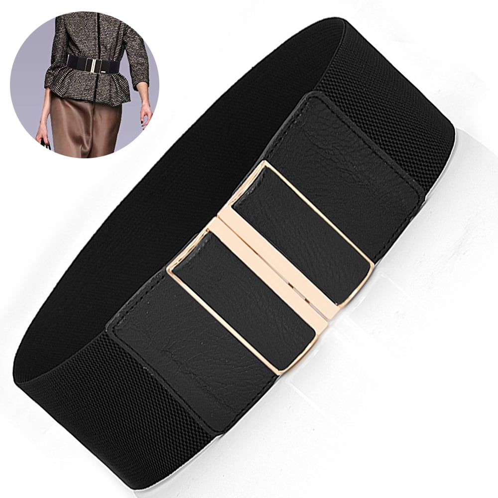 Women's Wide Elastic Stretch Belt (Black) - Walmart.com