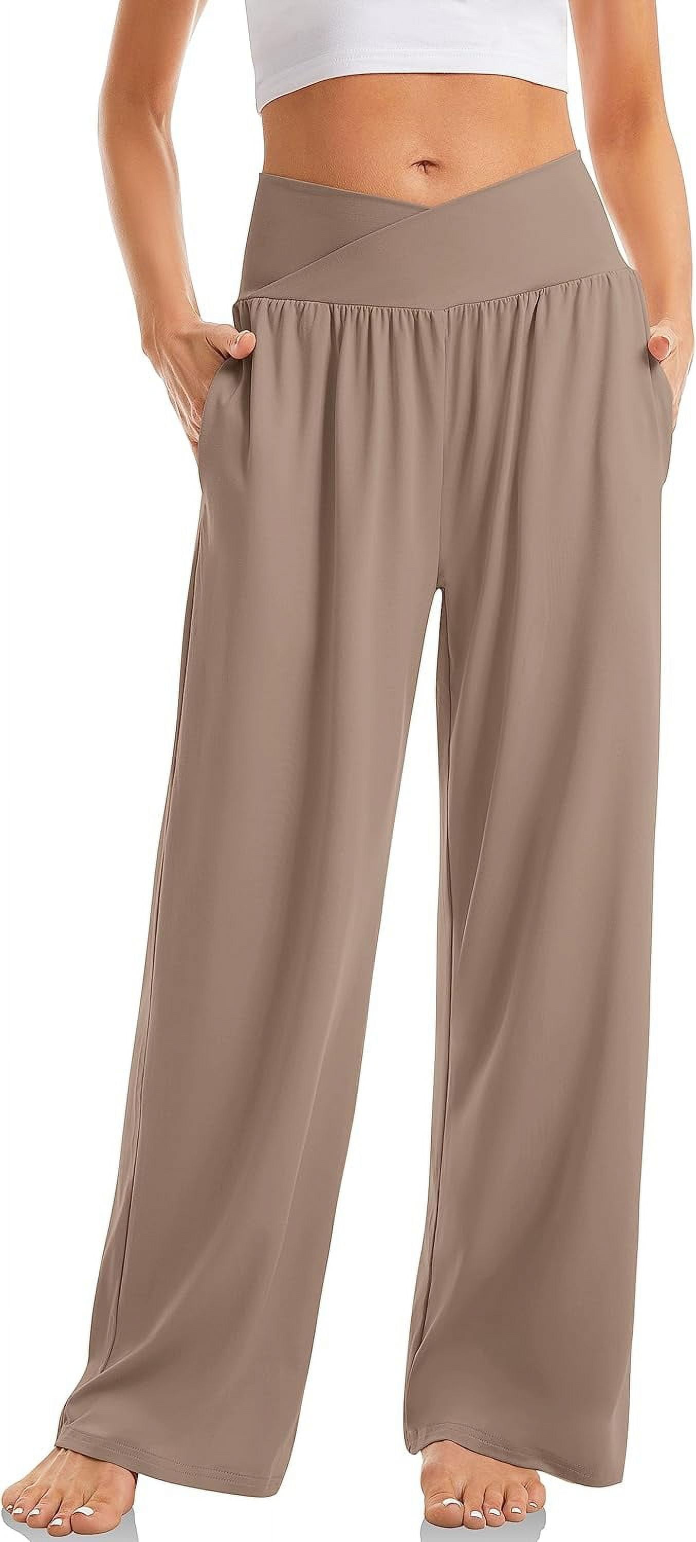 Women's Wide Leg Casual Loose Pants Yoga Sweatpants Comfy Crossover ...