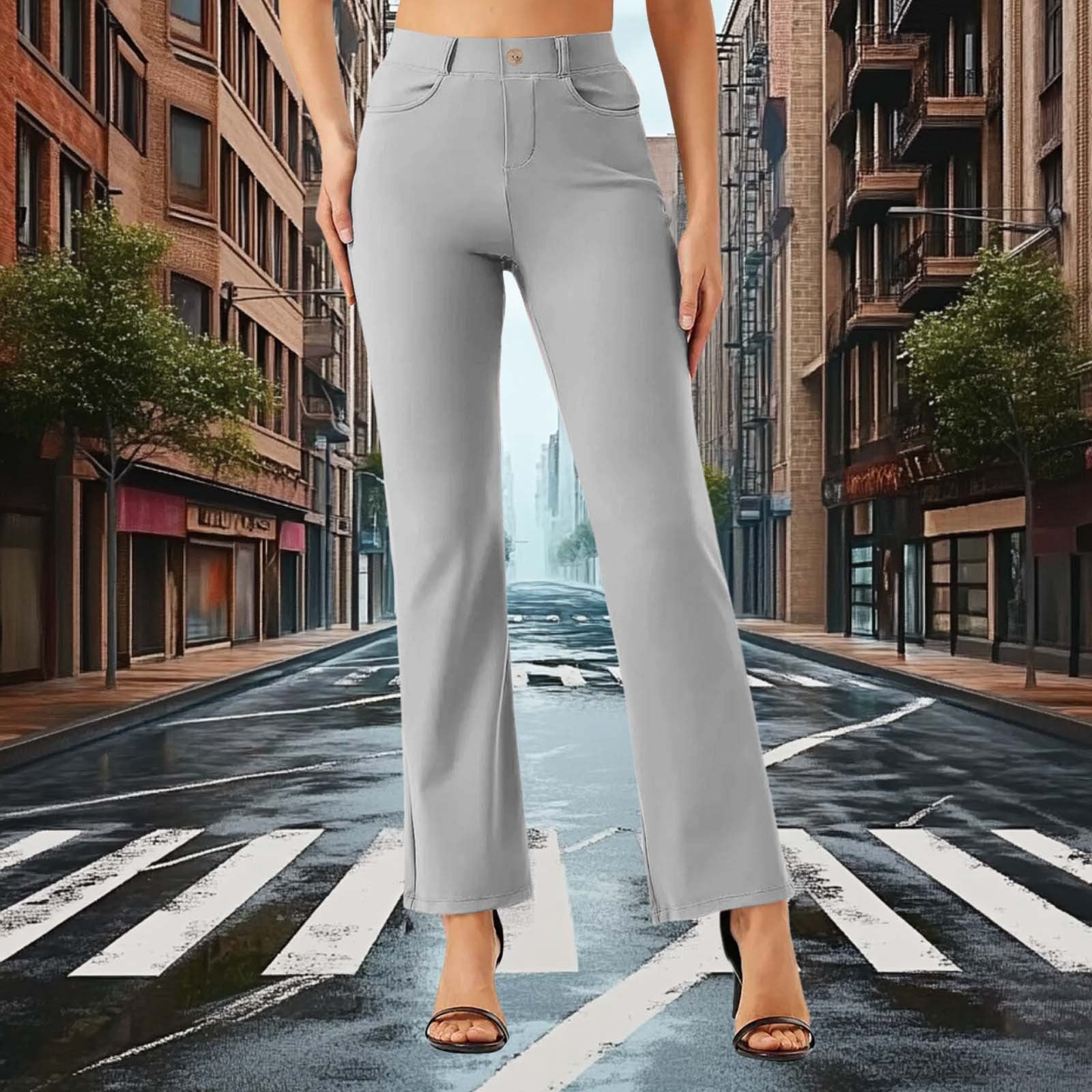 Women's Wide Leg Pants Comfort Grey Slacks Women Loose Casual Trousers ...