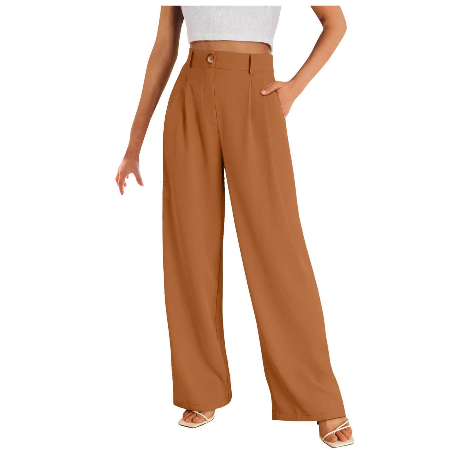 Women's Wide Leg Pants Trendy High Waisted Dress Pants Business Causal ...