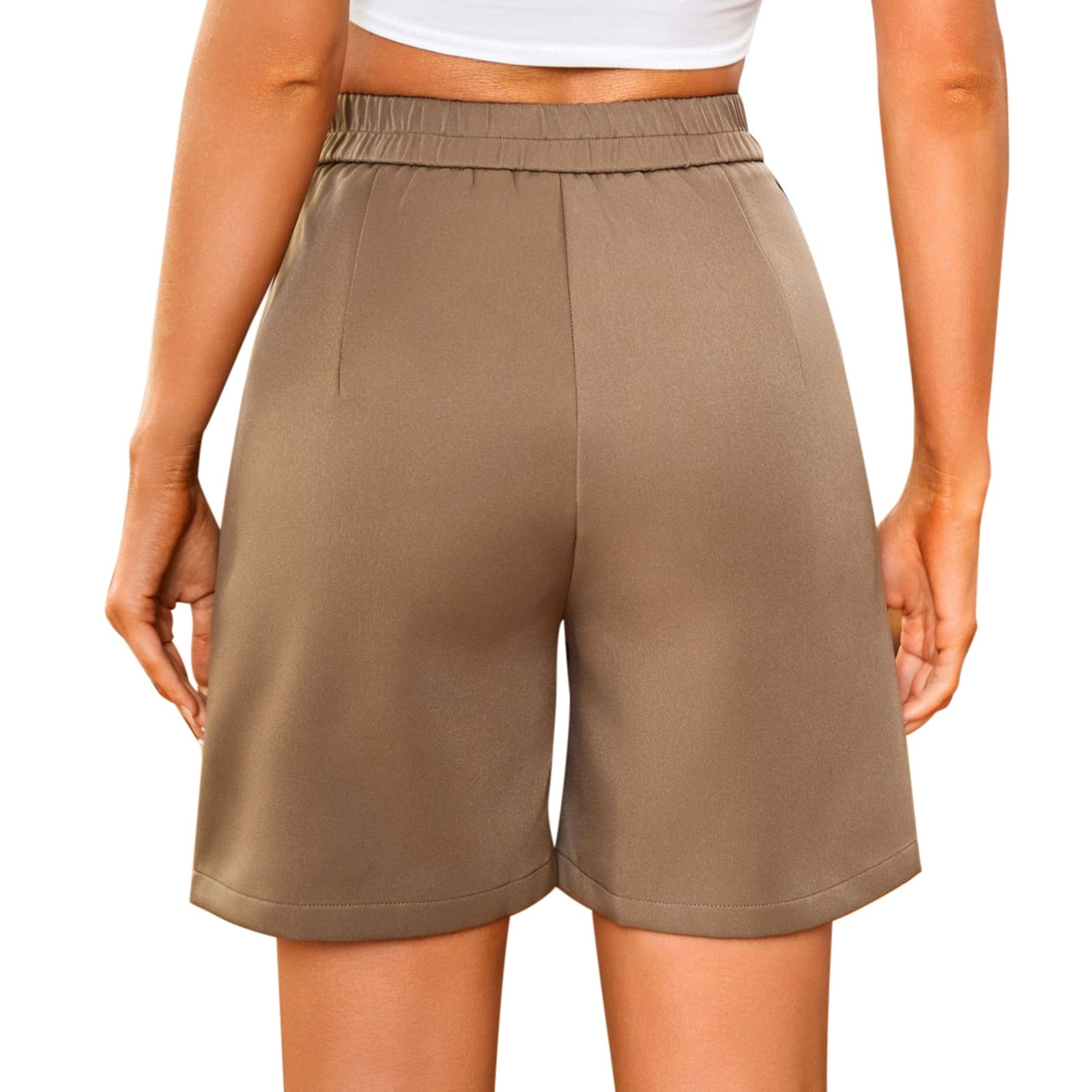 Women's Wide Leg Shorts High Waist Wide Leg Suit Solid Color with ...