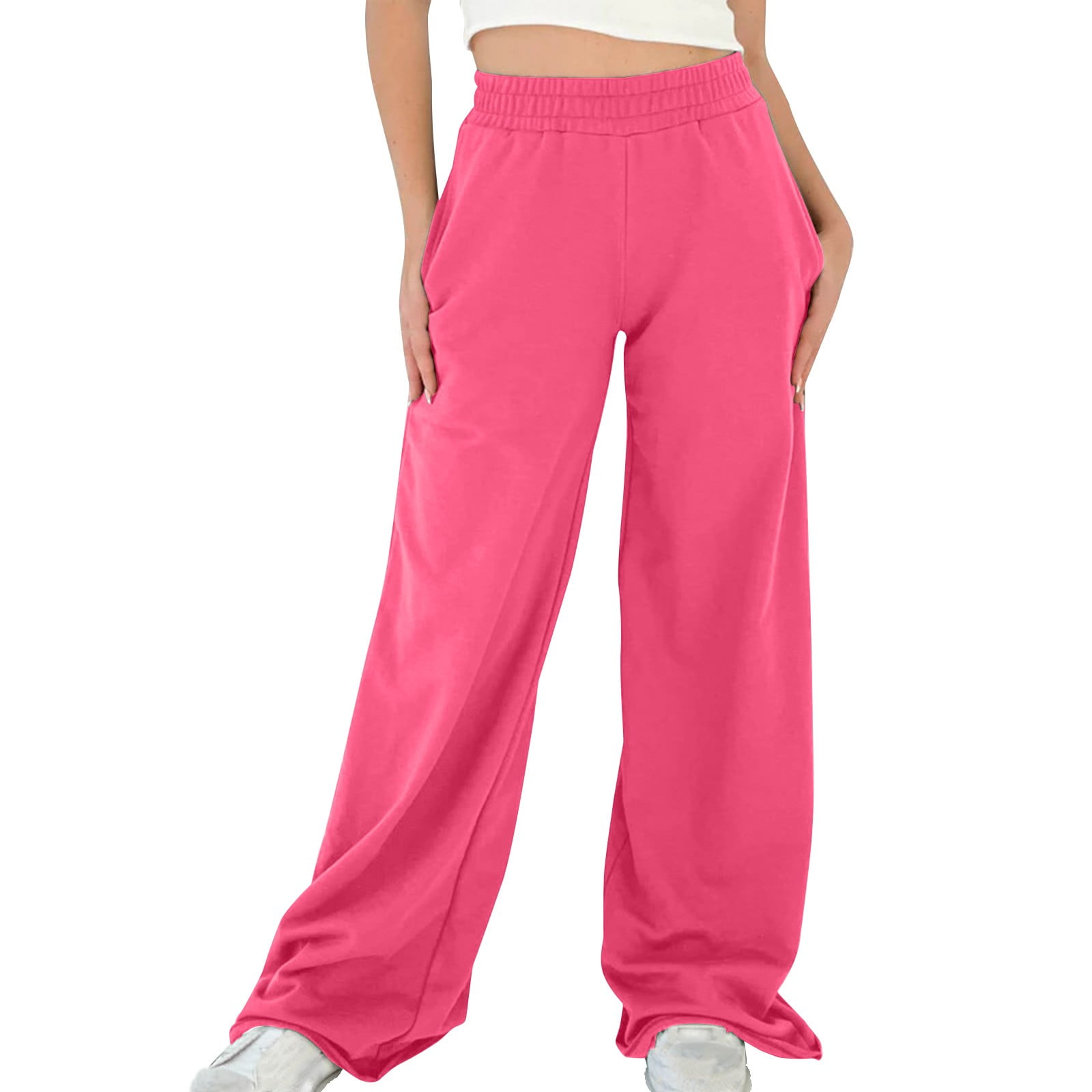 Women's Wide Leg Sports Pants Baggy Comfortable Home Pants Casual Solid ...