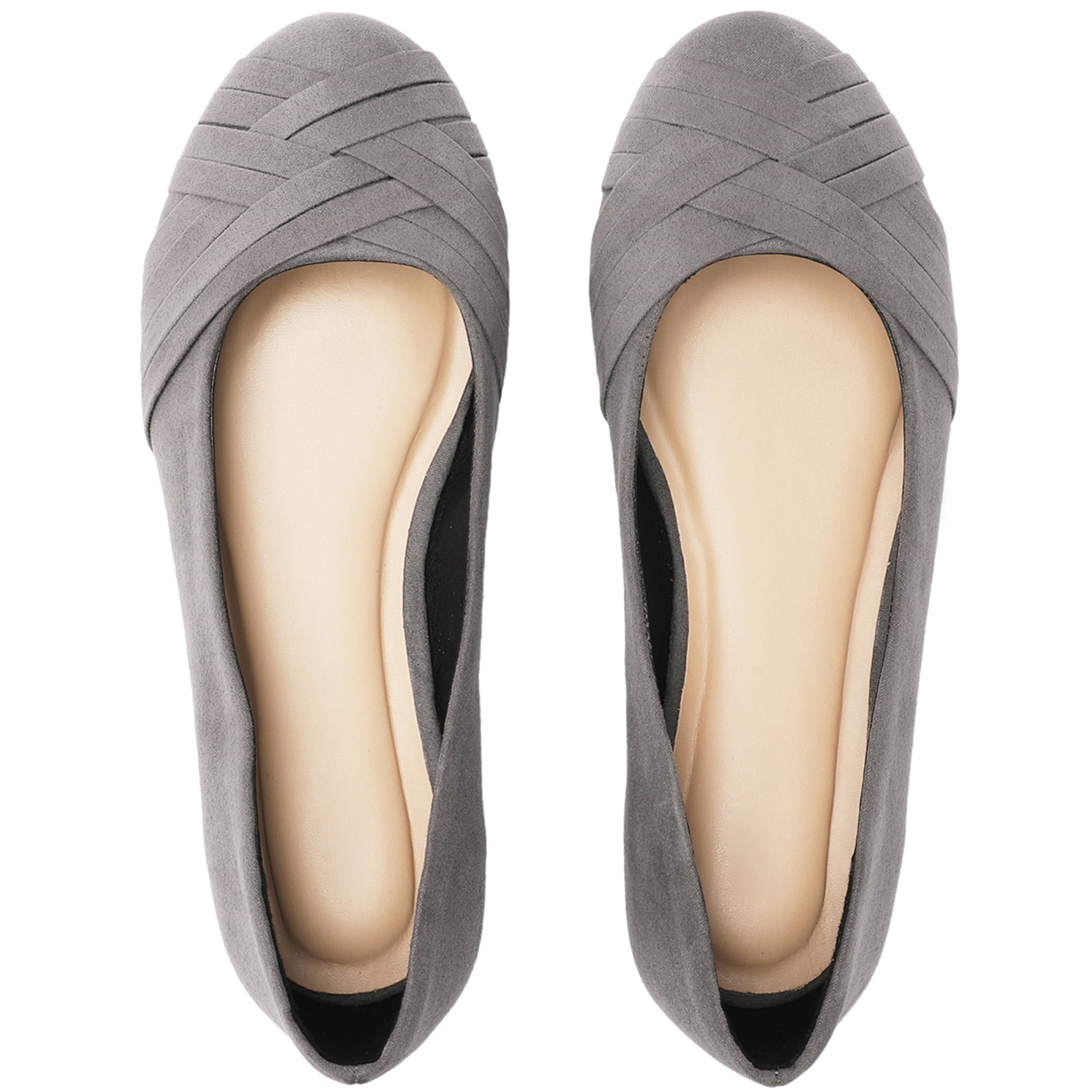 Women's Wide Width Ballet Flats - Casual Comfortable Round Toe Plus ...