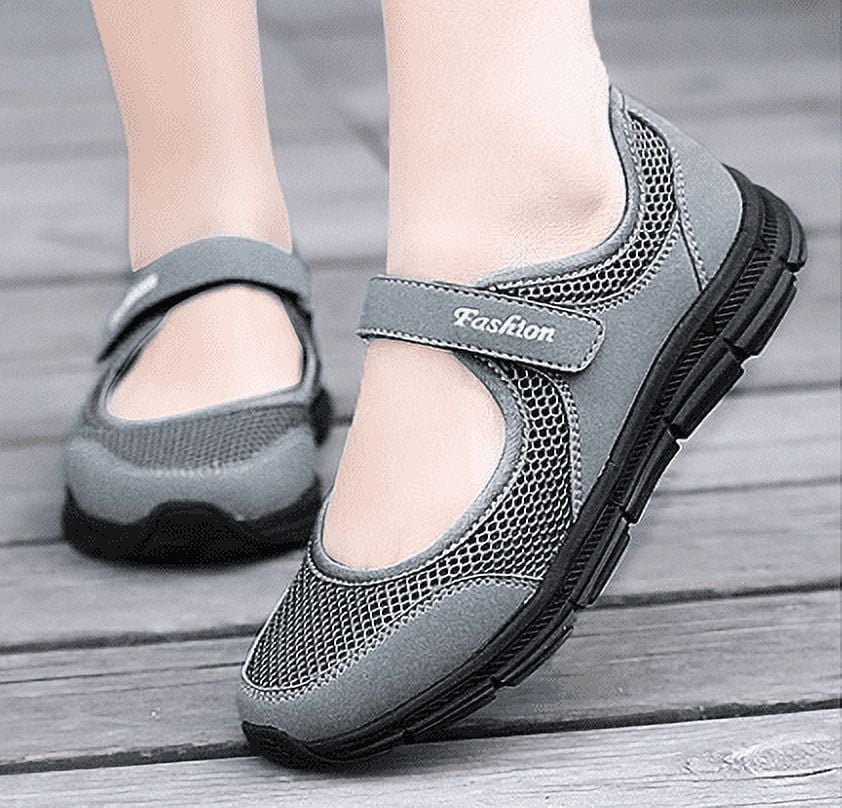 Women's Wide Width Walking Shoes with Adjustable Closures, Air Cushion ...