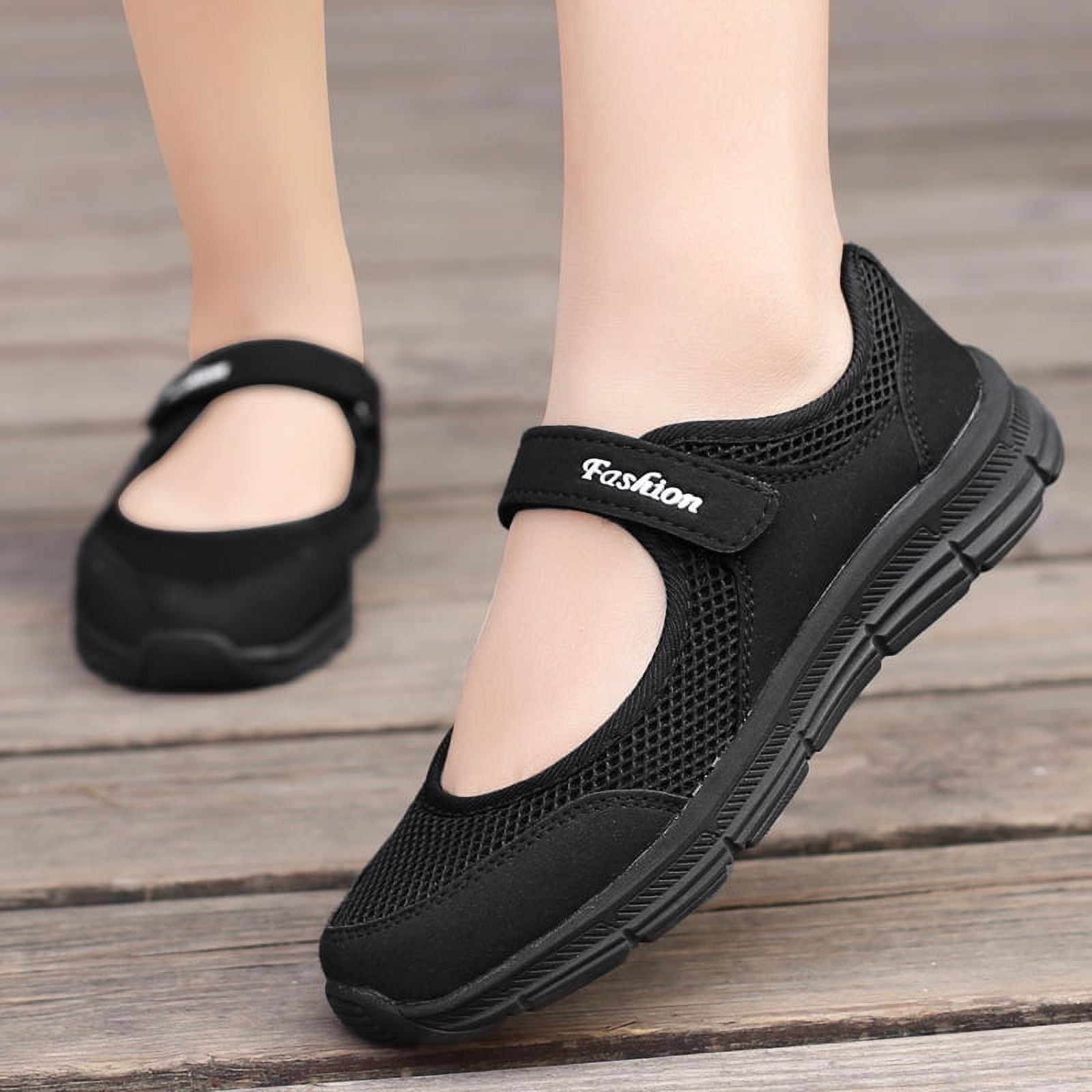 Women's Wide Width Walking Shoes with Adjustable Closures, Air Cushion ...