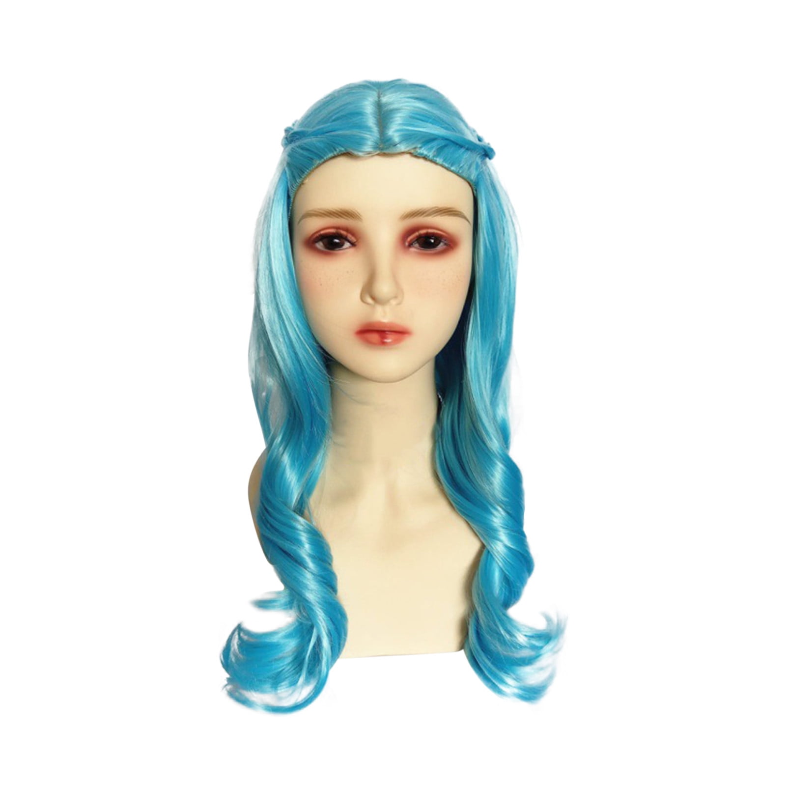 Women's Wigs Long Curly Hair Blue High Temperature Silk Wig Alien Blue ...