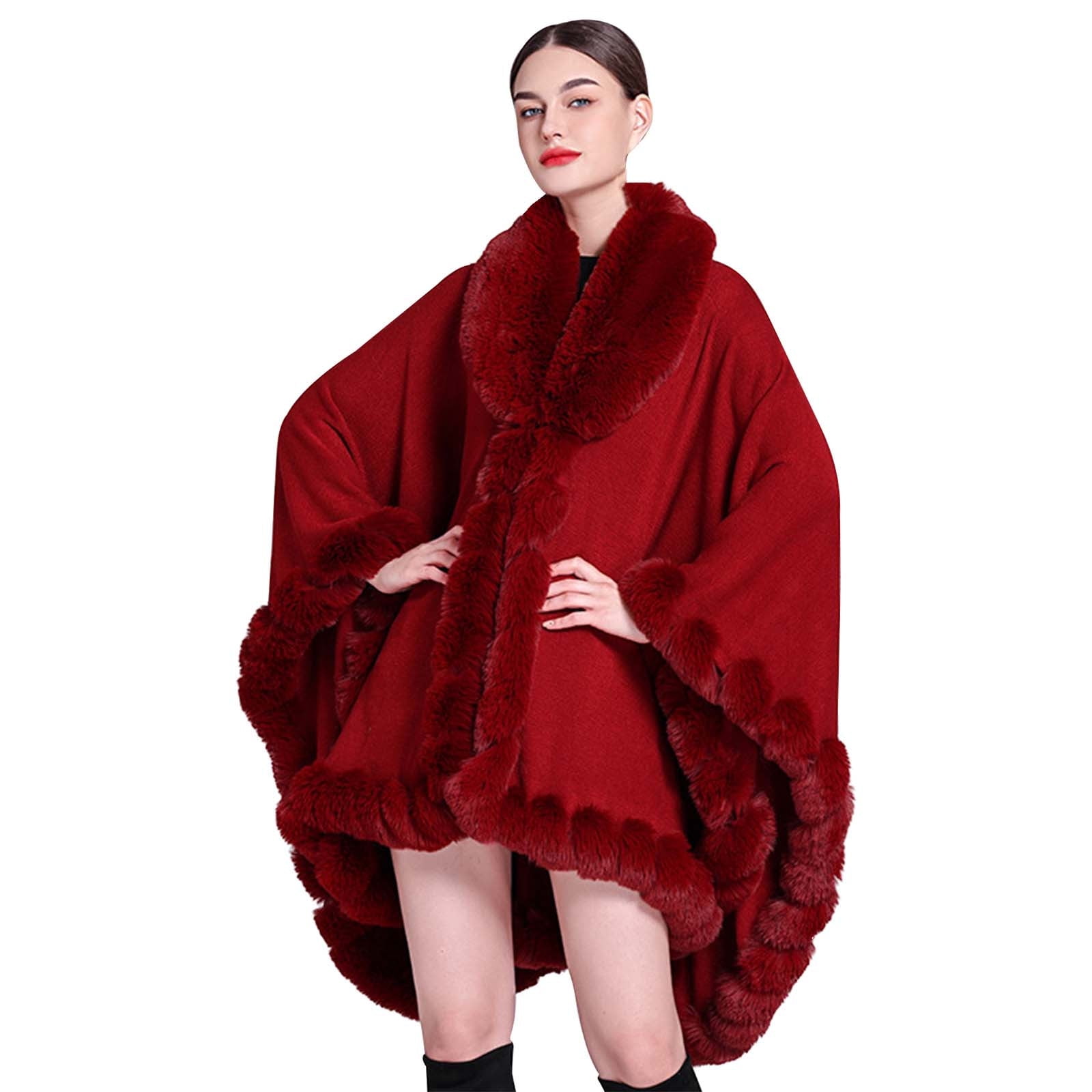 Women's Winter Wedding Bride Cloak Cape Shawl Lady's Plus Size Loose ...