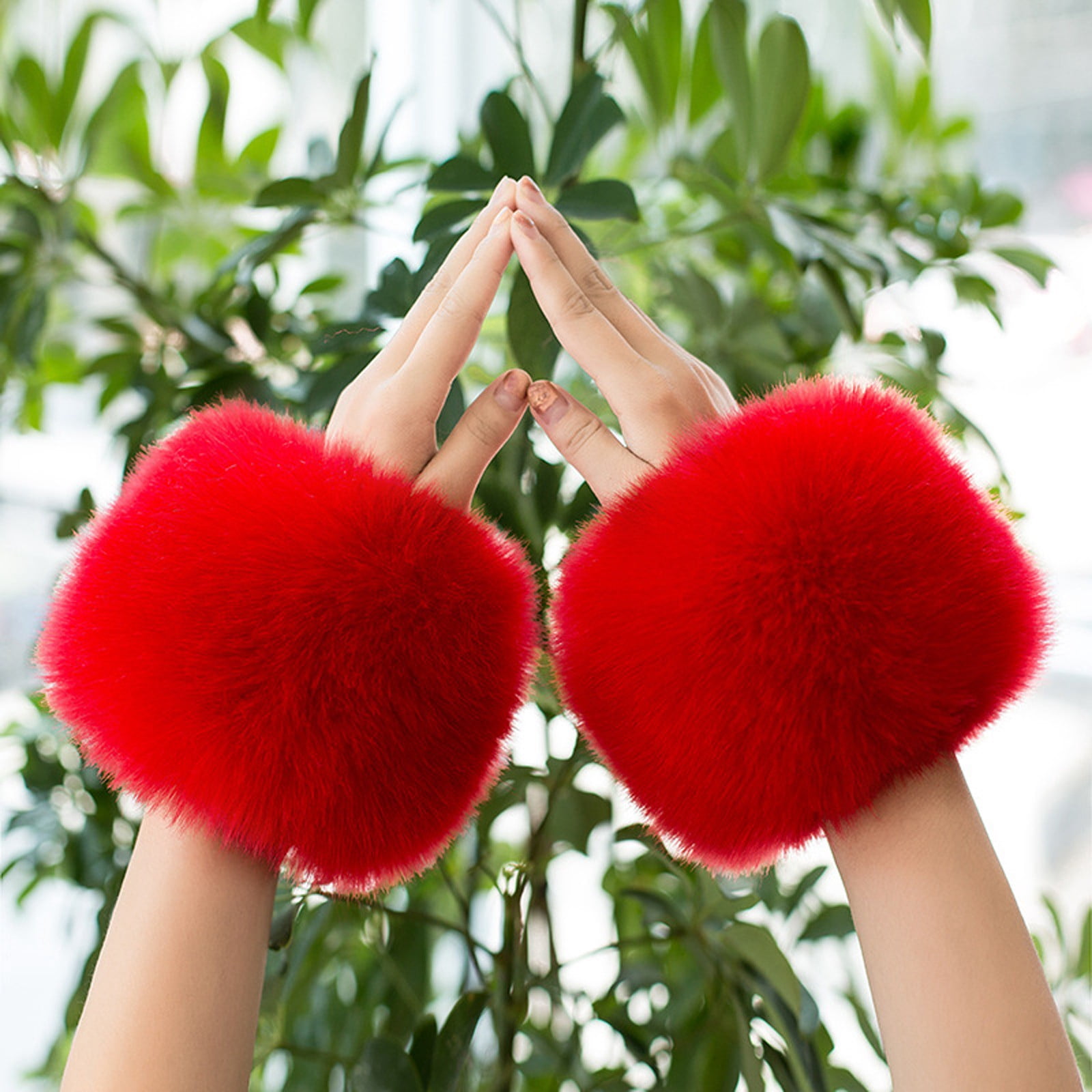 Women's Winter Faux Fur Wrist Cuffs, Plush Elastic Wrist Warmers, Soft ...