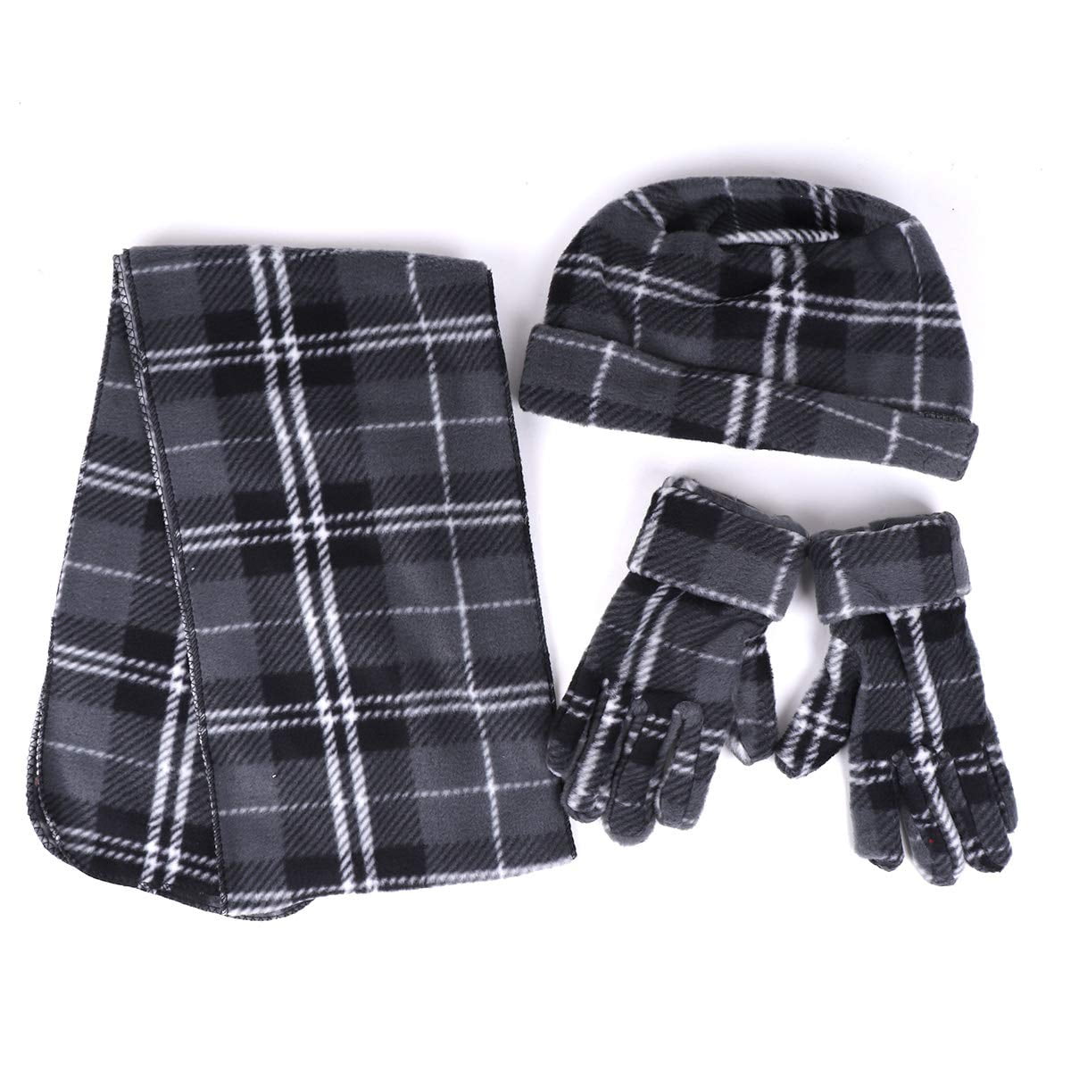 Women's Winter Fleece Winter Set-Polyester Fleece Hat, Gloves, and ...