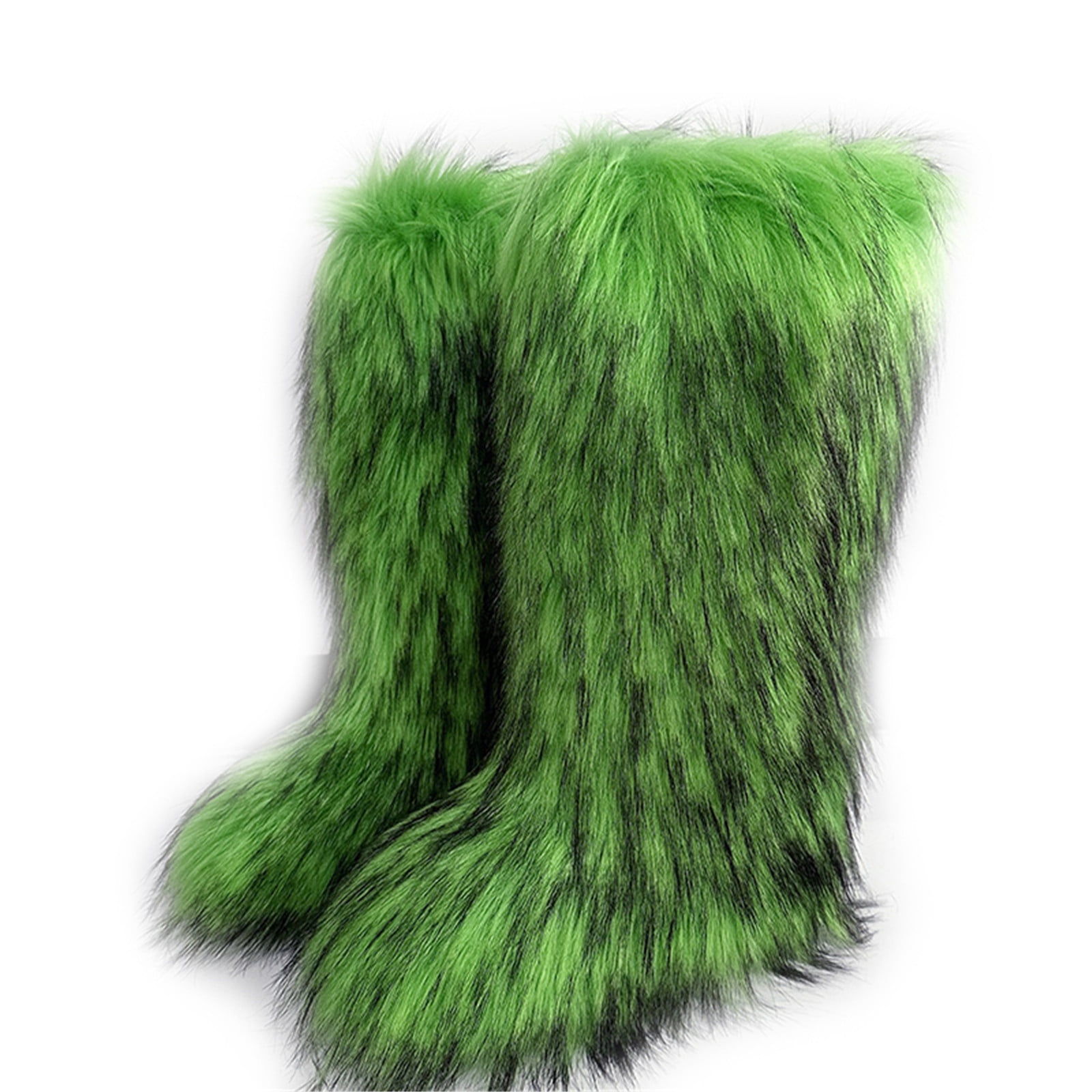 Women's Winter Fluffy Faux Fur Knee High Snow Boots Warm Plush Furry ...