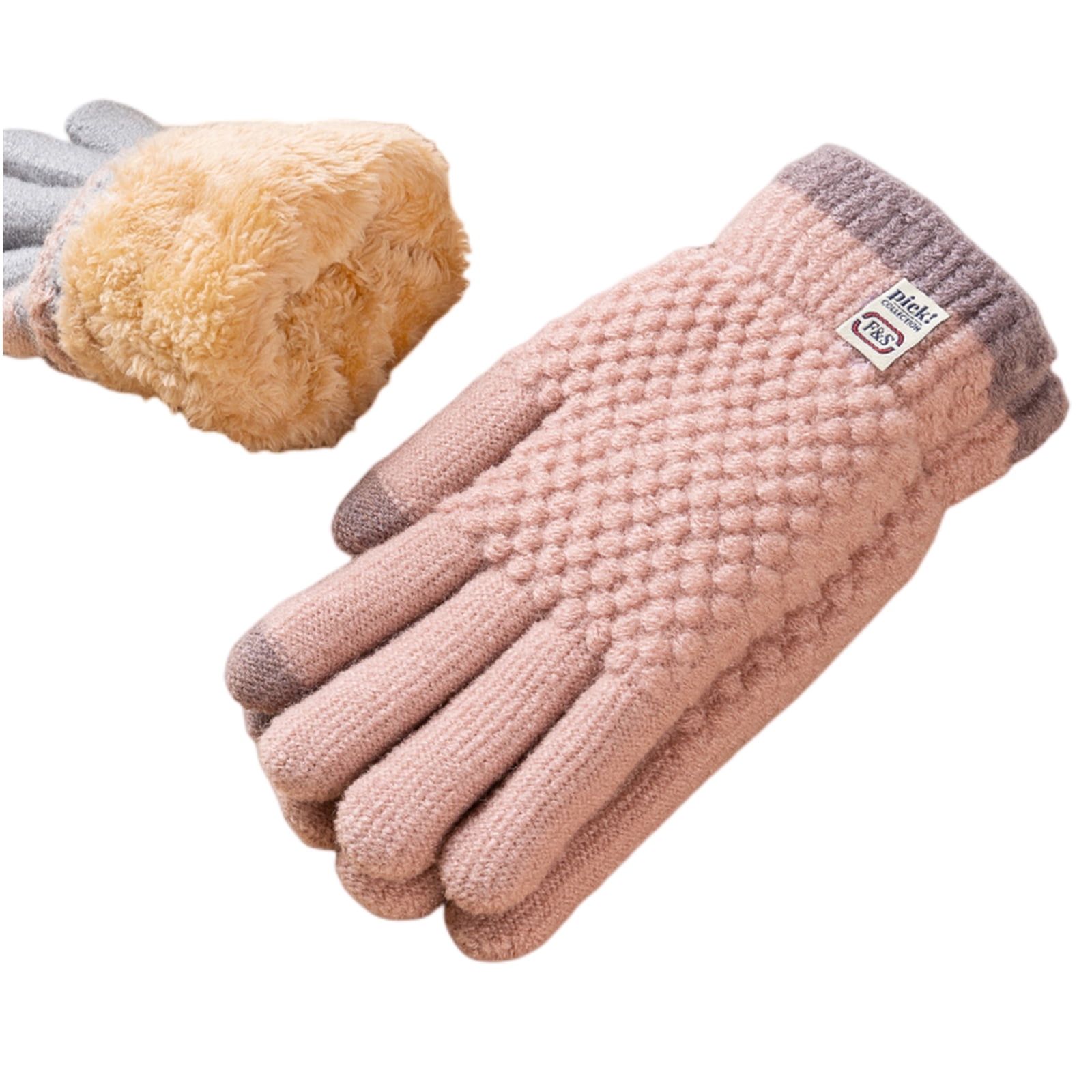 Women's Winter Gloves 2-Finger Touch Screen Warm Fleece Lined Knit Gloves Cold Weather ...