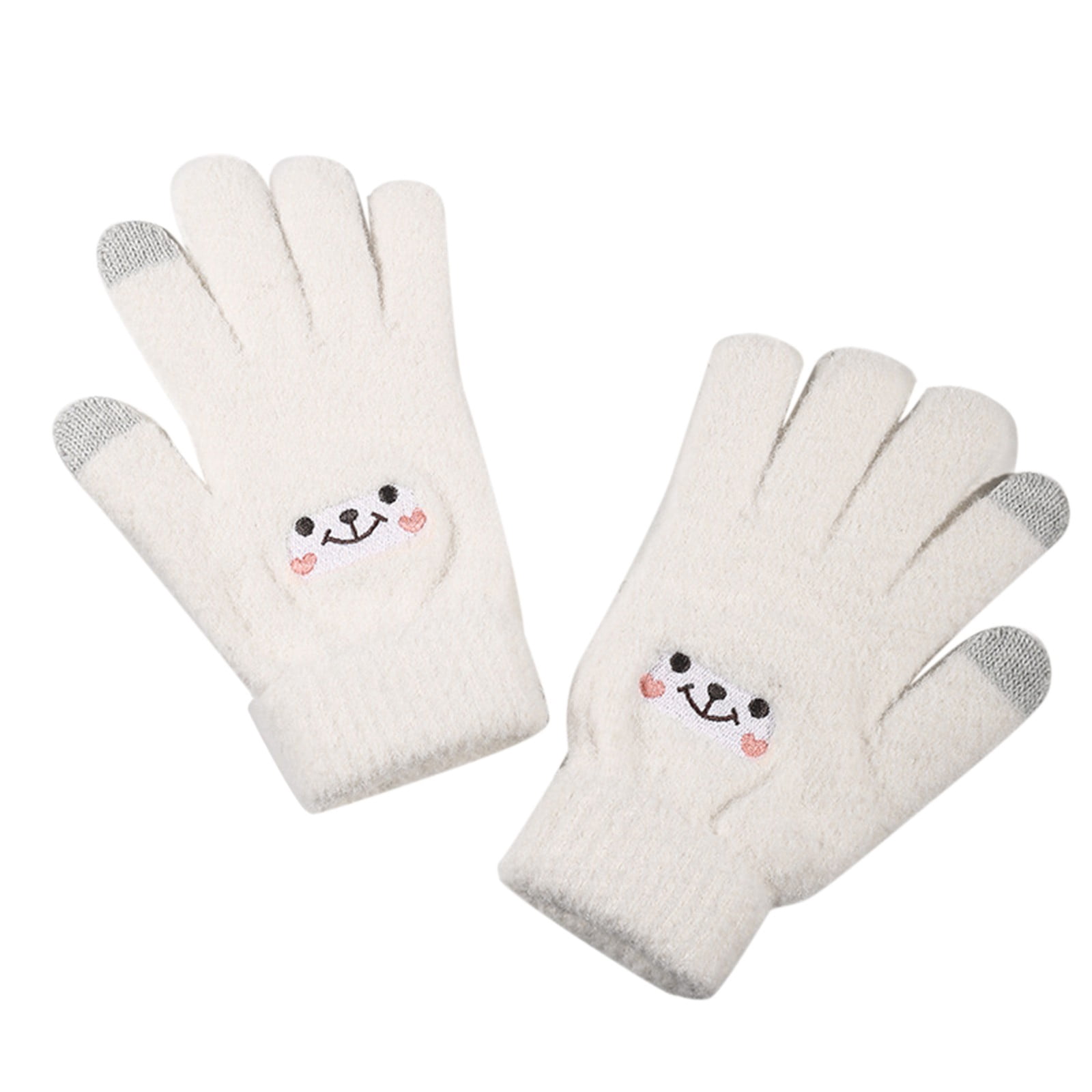 Women's Winter Gloves Warm Fleece Mittens, Thermal Wool Knit ...