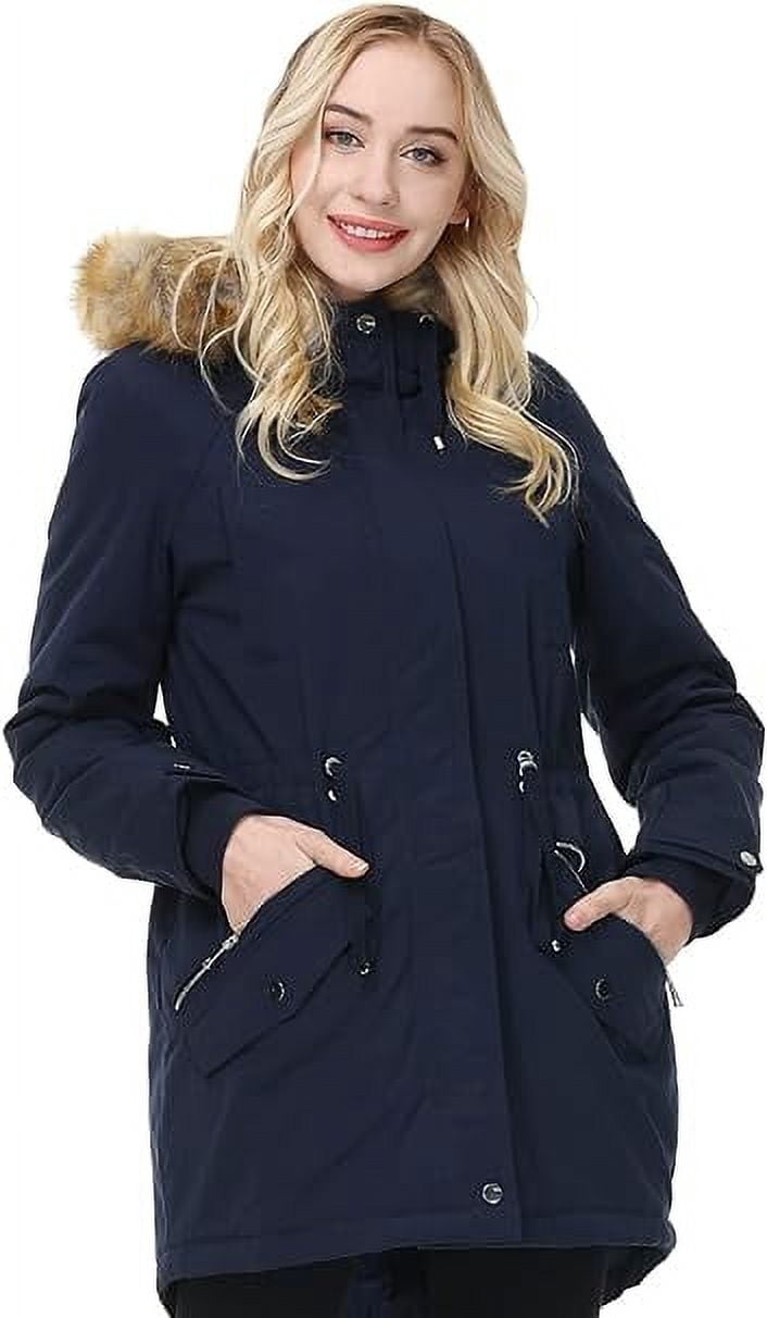 Women's Winter Hooded Parka Coat Warm Fleece Lined Jacket Thickened ...