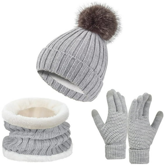 Women's Winter Knit Lined Gloves Long Scarf Set Soft Thermal Cold ...