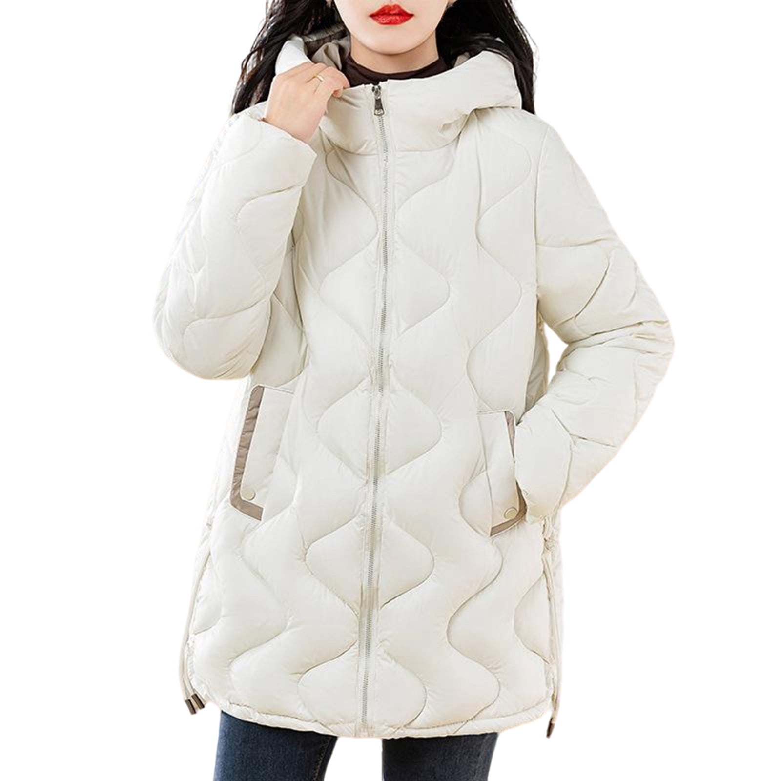 Women's Winter Long Puffer Coat with Attached Hood, Warm Insulated ...