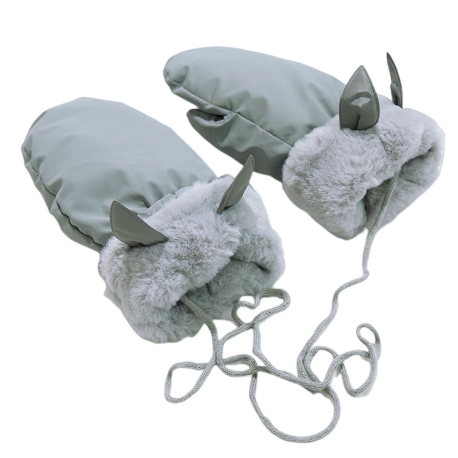 Women's Winter Mittens with String Warm Lining Cozy Fuzzy Gloves Cold ...