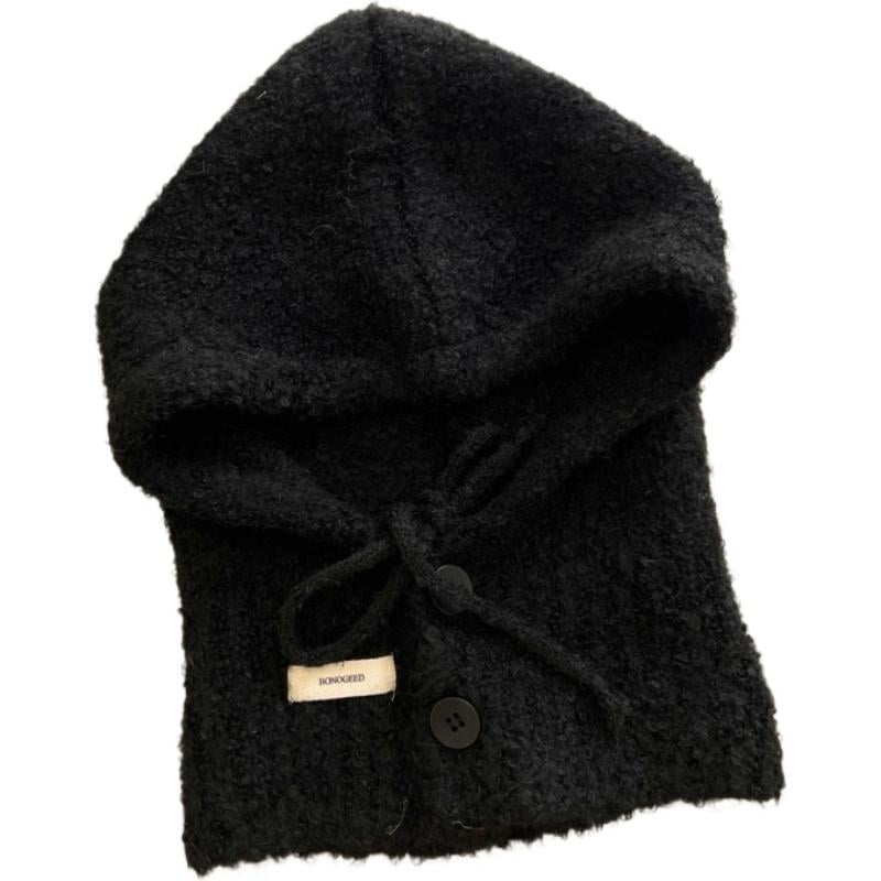 Women's Winter Polyester Blend Hooded Scarf Beanie with Softness ...
