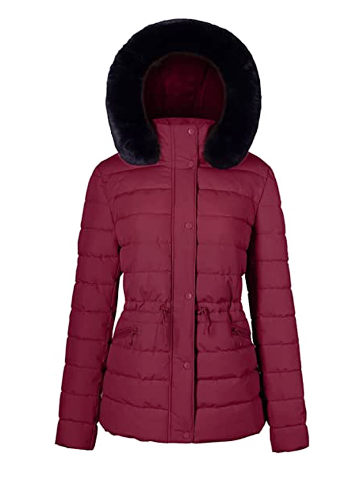 Women’s Winter Quilted Puffer Coat Fleece Lined Warm Winter Jacket with ...
